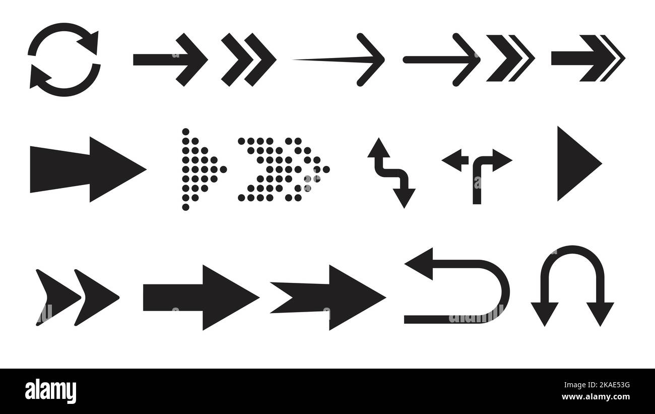 Arrows big black set icons. Arrow icon. Arrow vector collection. Arrow ...