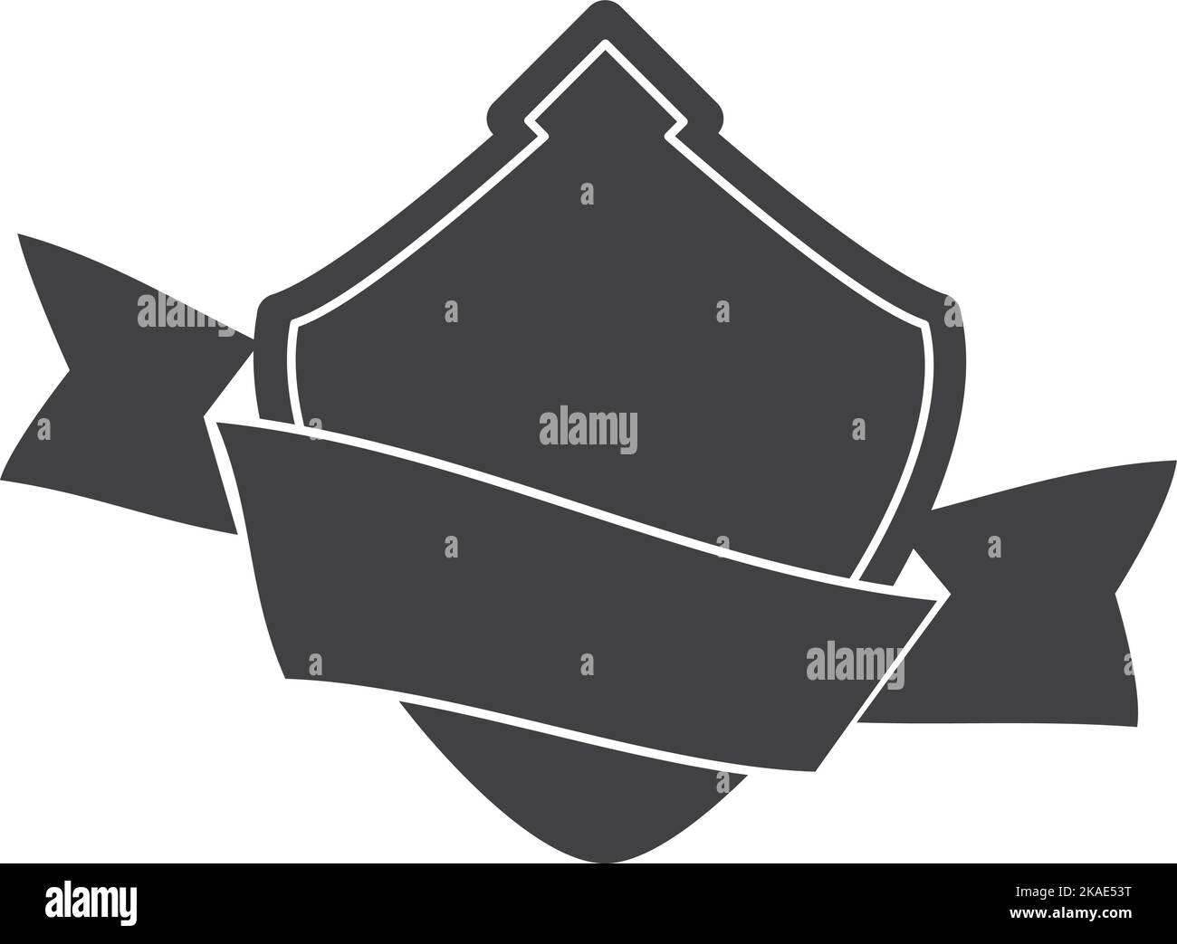 Shield shape label with ribbon. Black badge silhouette Stock Vector ...