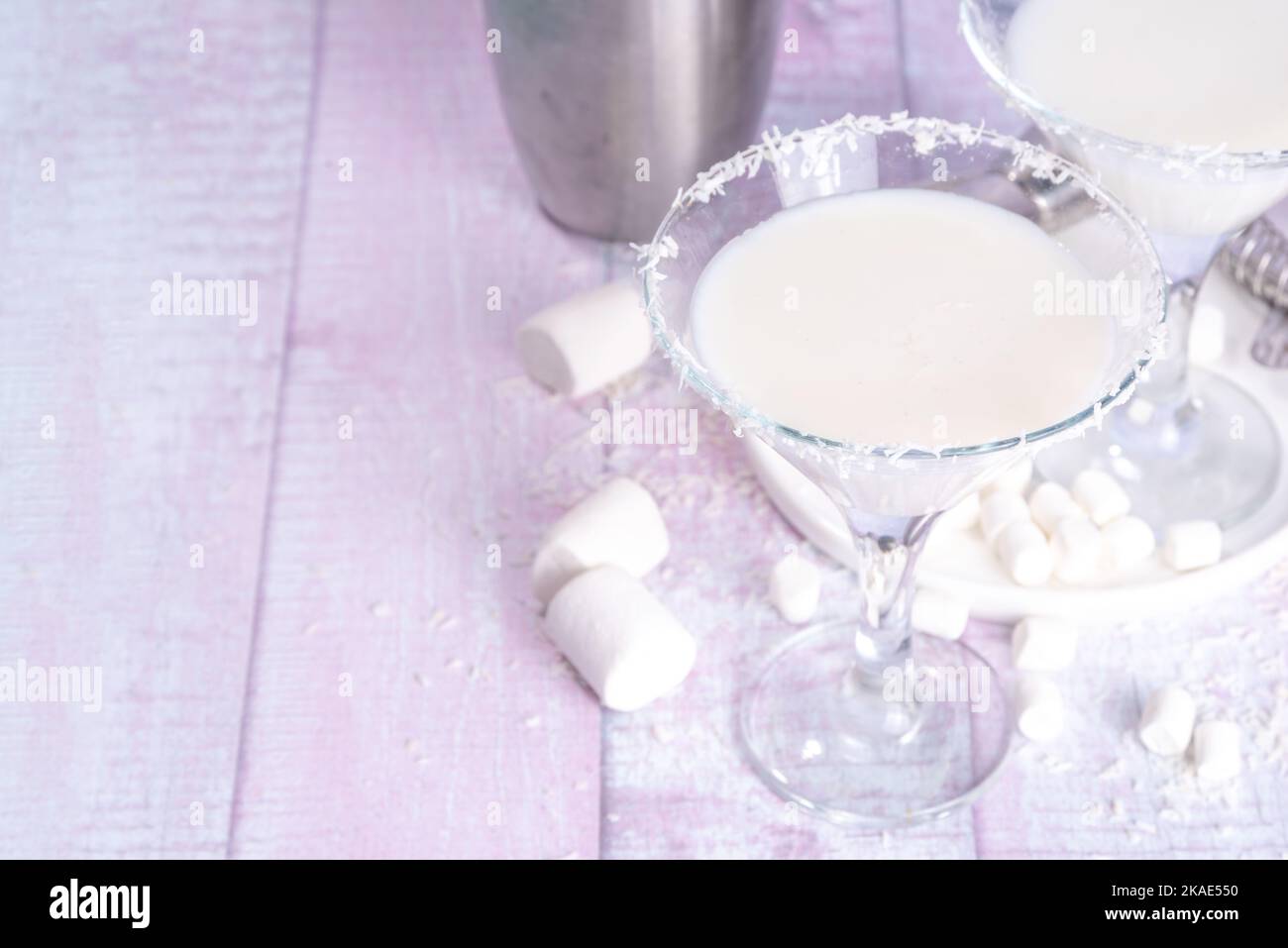 Cottontail Martini, sweet cute white martini alcohol cocktail, with ...