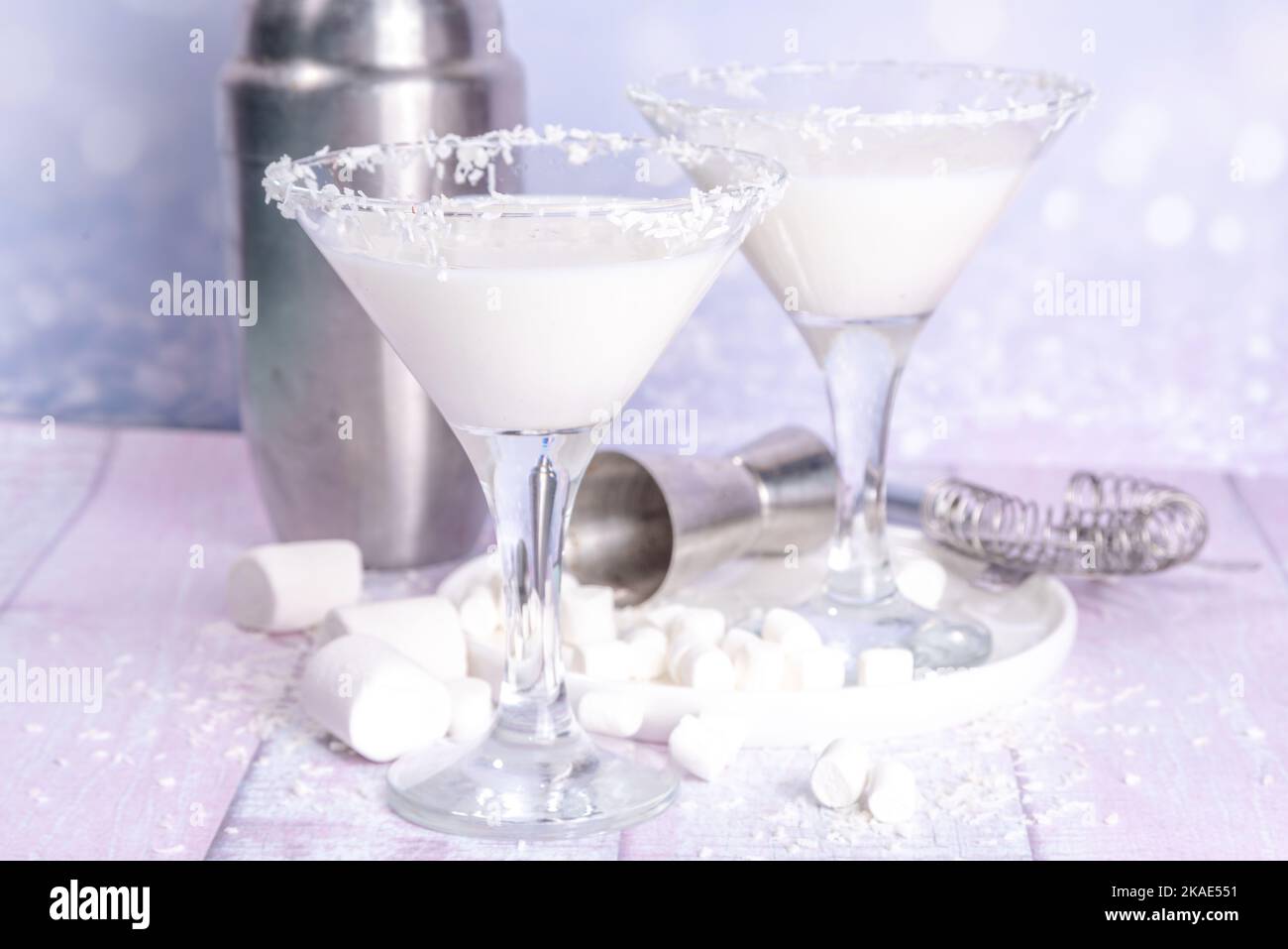 Cottontail Martini, sweet cute white martini alcohol cocktail, with ...