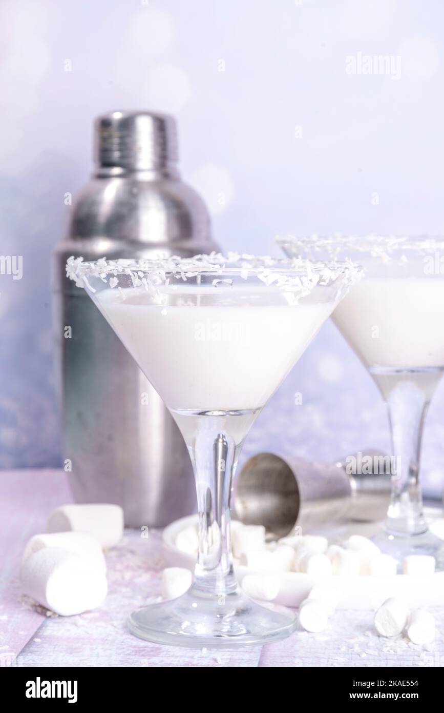 Cottontail Martini, sweet cute white martini alcohol cocktail, with ...
