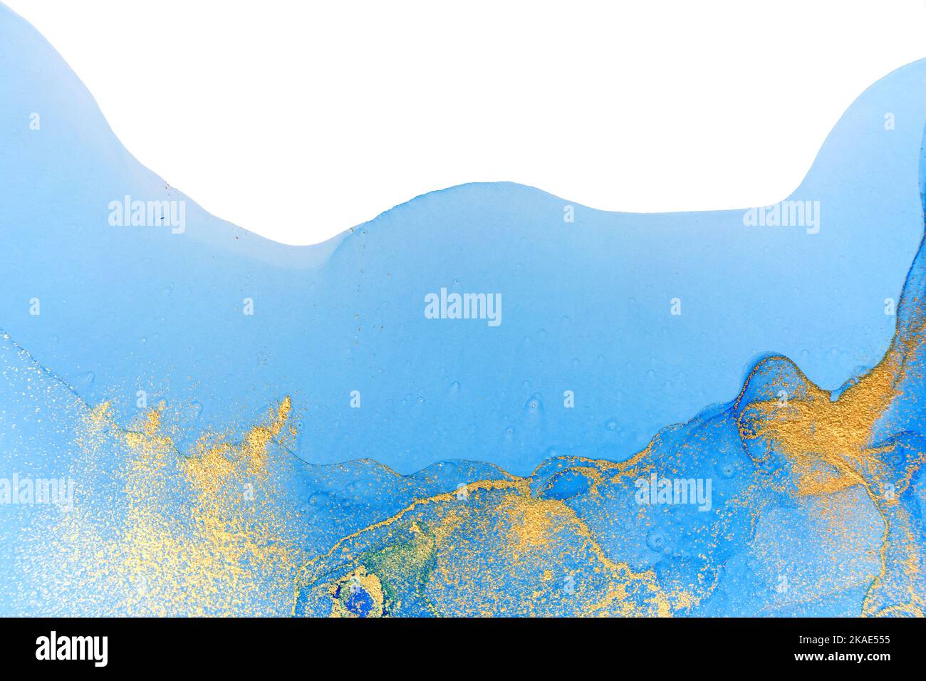 Ink Blue Sea Color Flow Isolated on White Background. Artwork Template ...