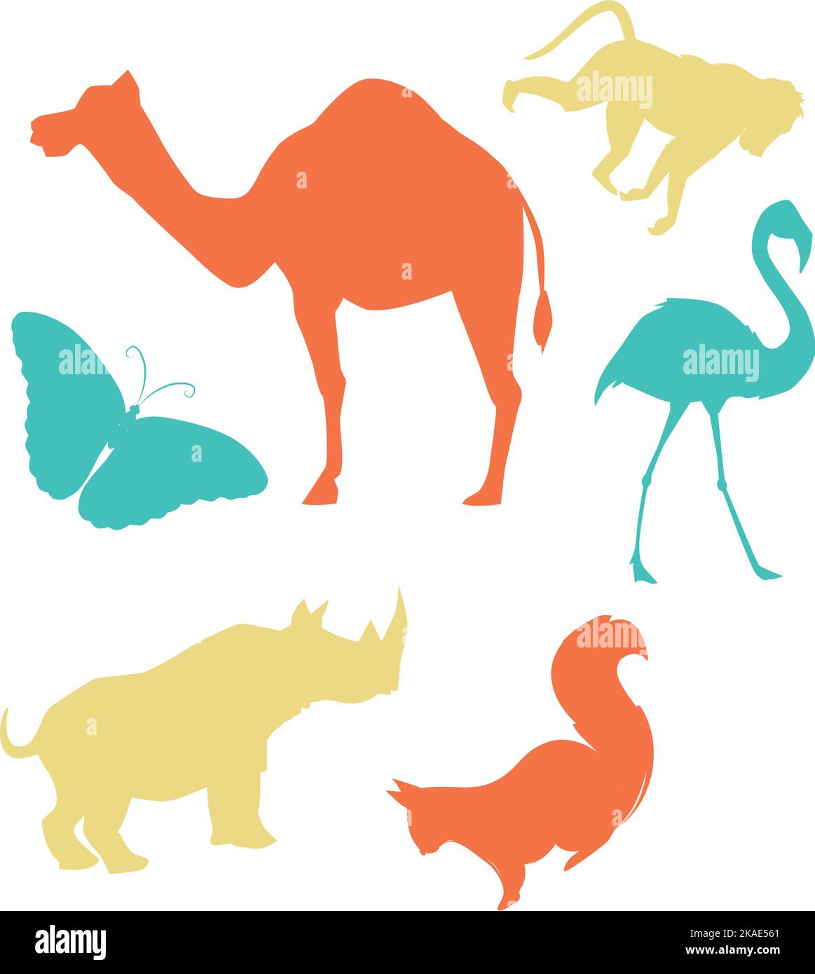 Color animal silhouettes set. Wildlife fauna icon Stock Vector Image ...