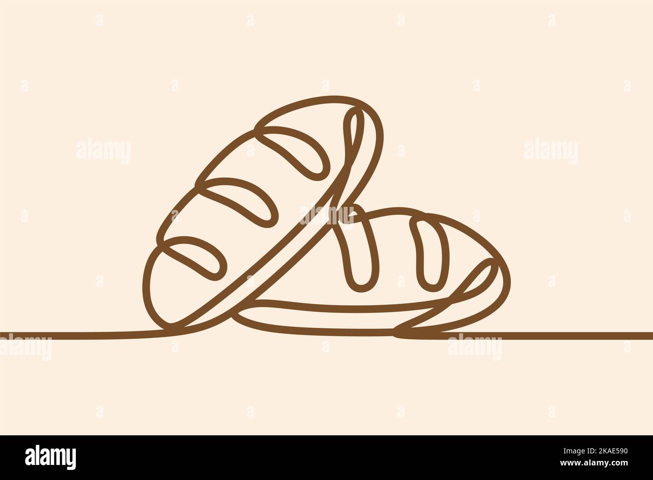 A digital illustration vector of a single line bread design on a light ...