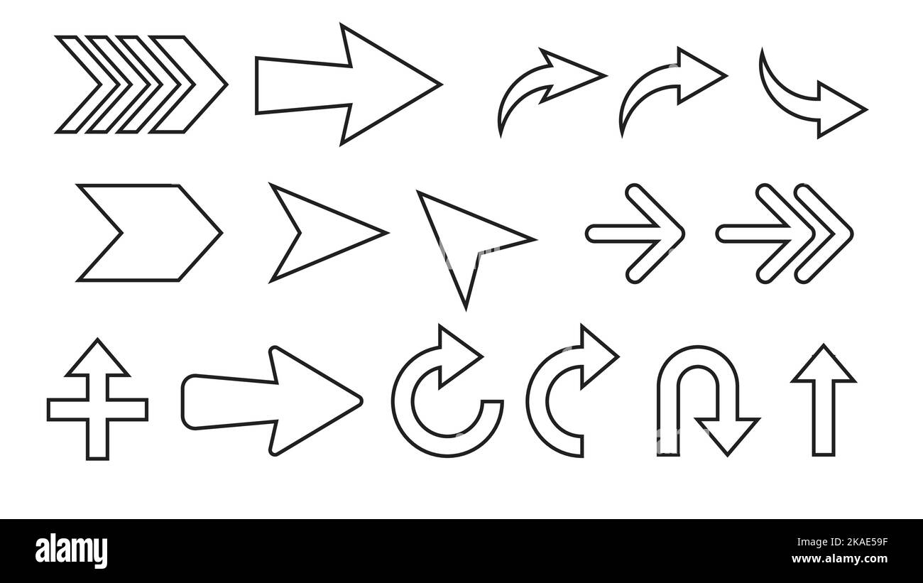 Different arrows outline icons. Set of high quality web icons for mobile apps, ui design and ...