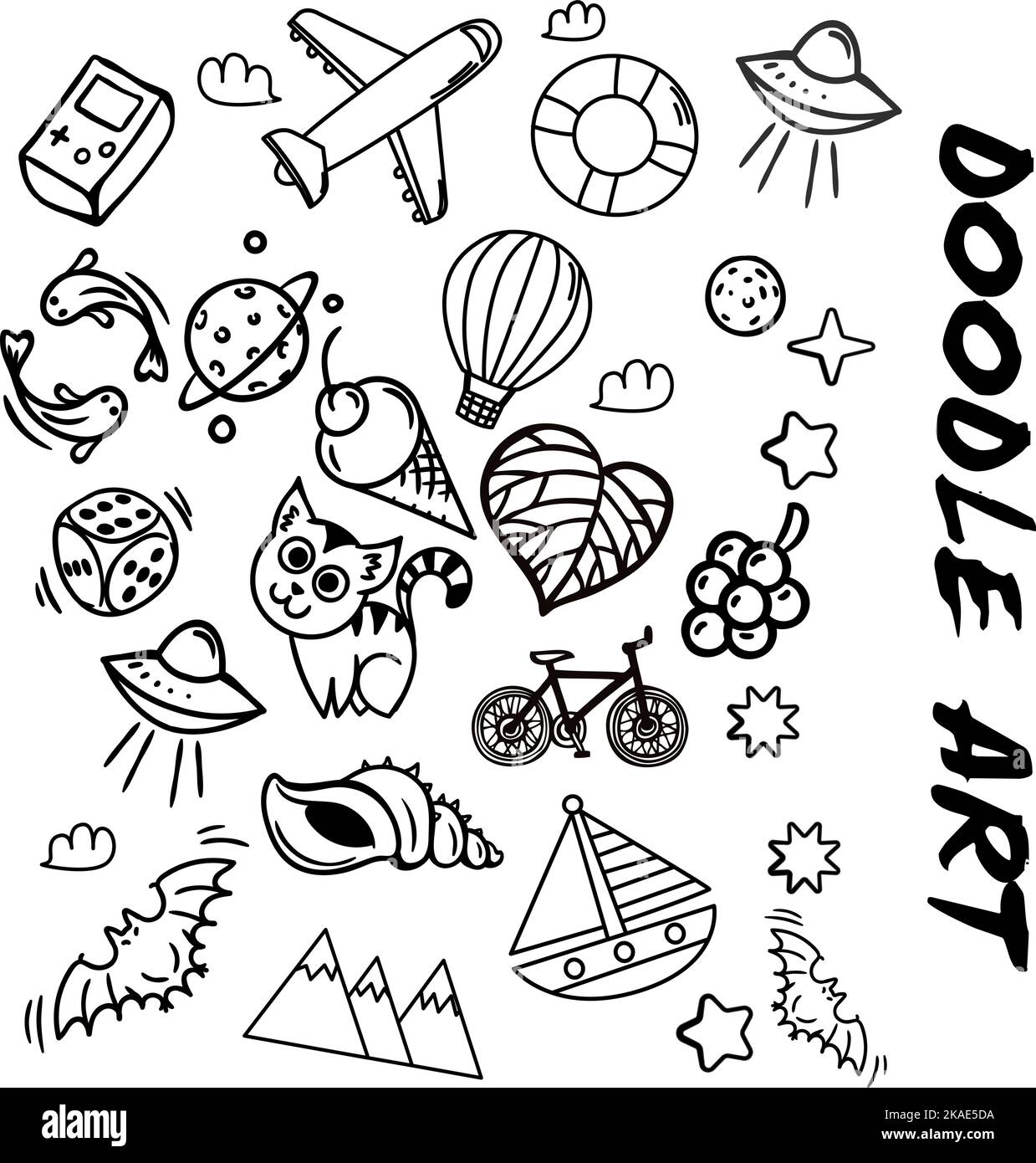 A vector design icon of doodles with various shapes that resemble ...