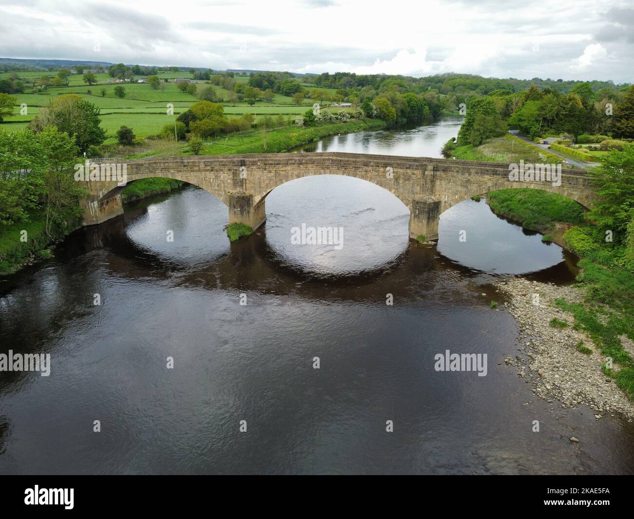 A scenic shot of Blackburn's iconic stone bridge, now renovated in blue ...