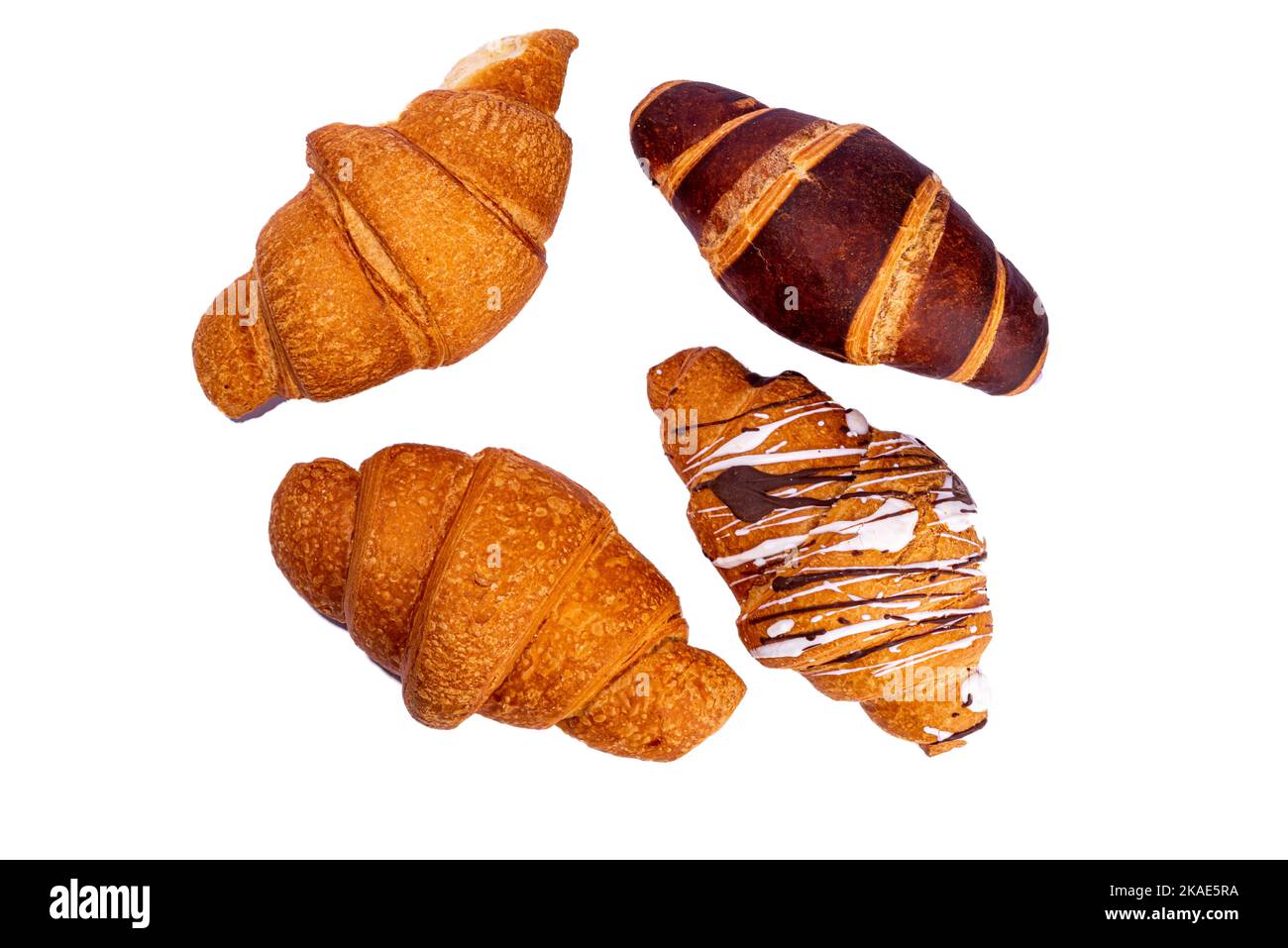 Freshly baked croissants isolated, on transparent white background ...