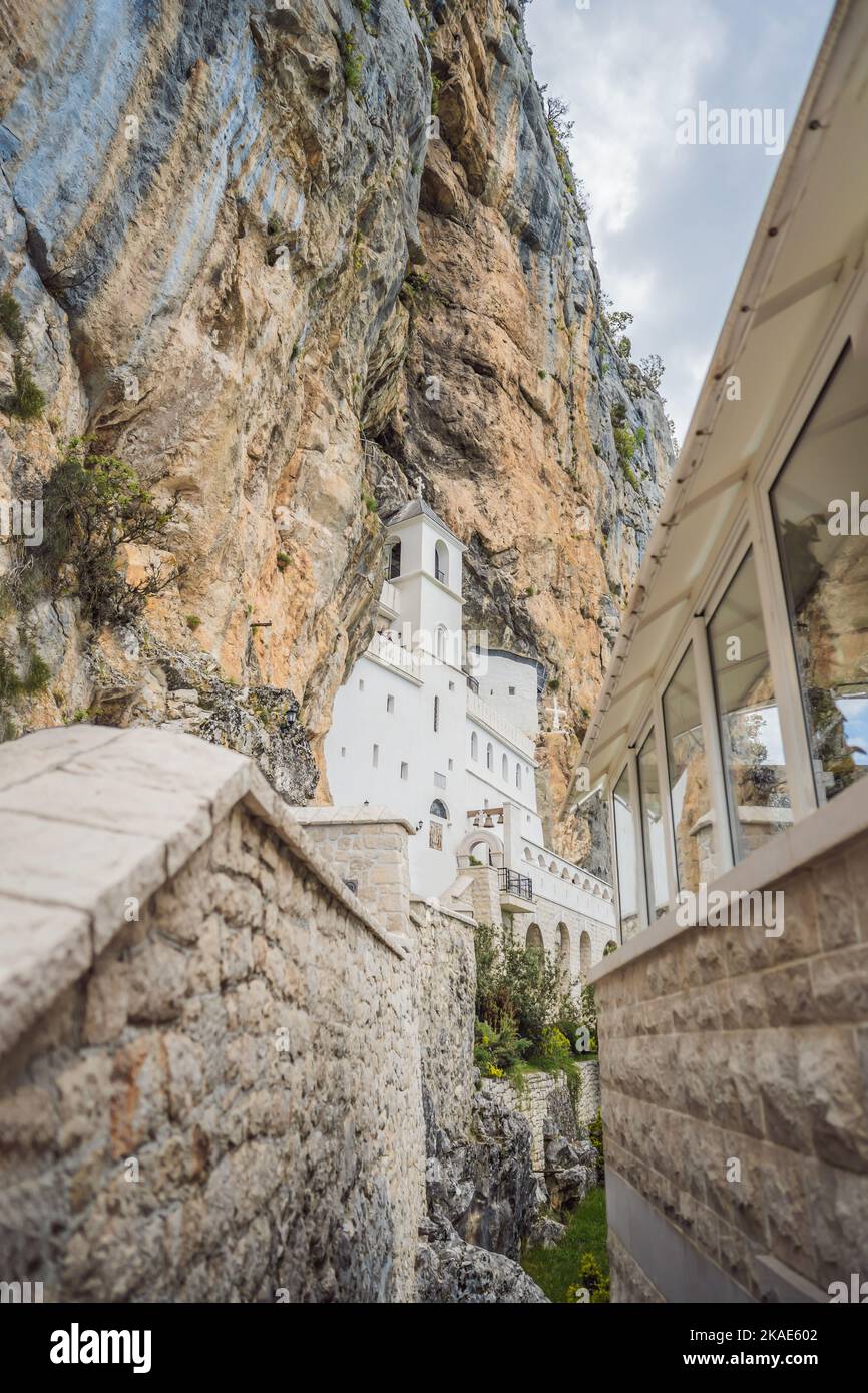 Monastery of Ostrog, Serbian Orthodox Church situated against a ...