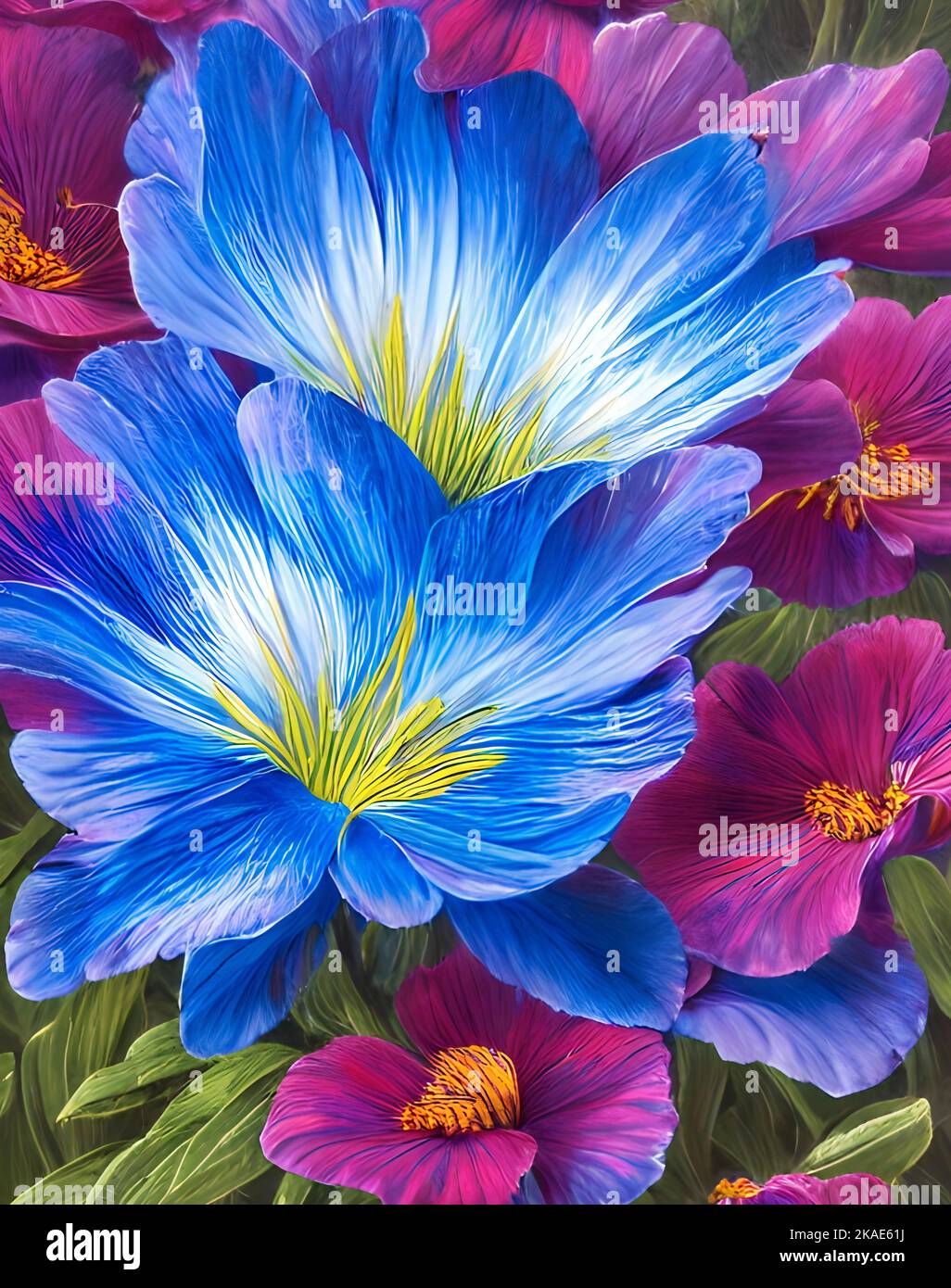 Abstract Colorful Flowers Painting Illustration Stock Photo - Alamy
