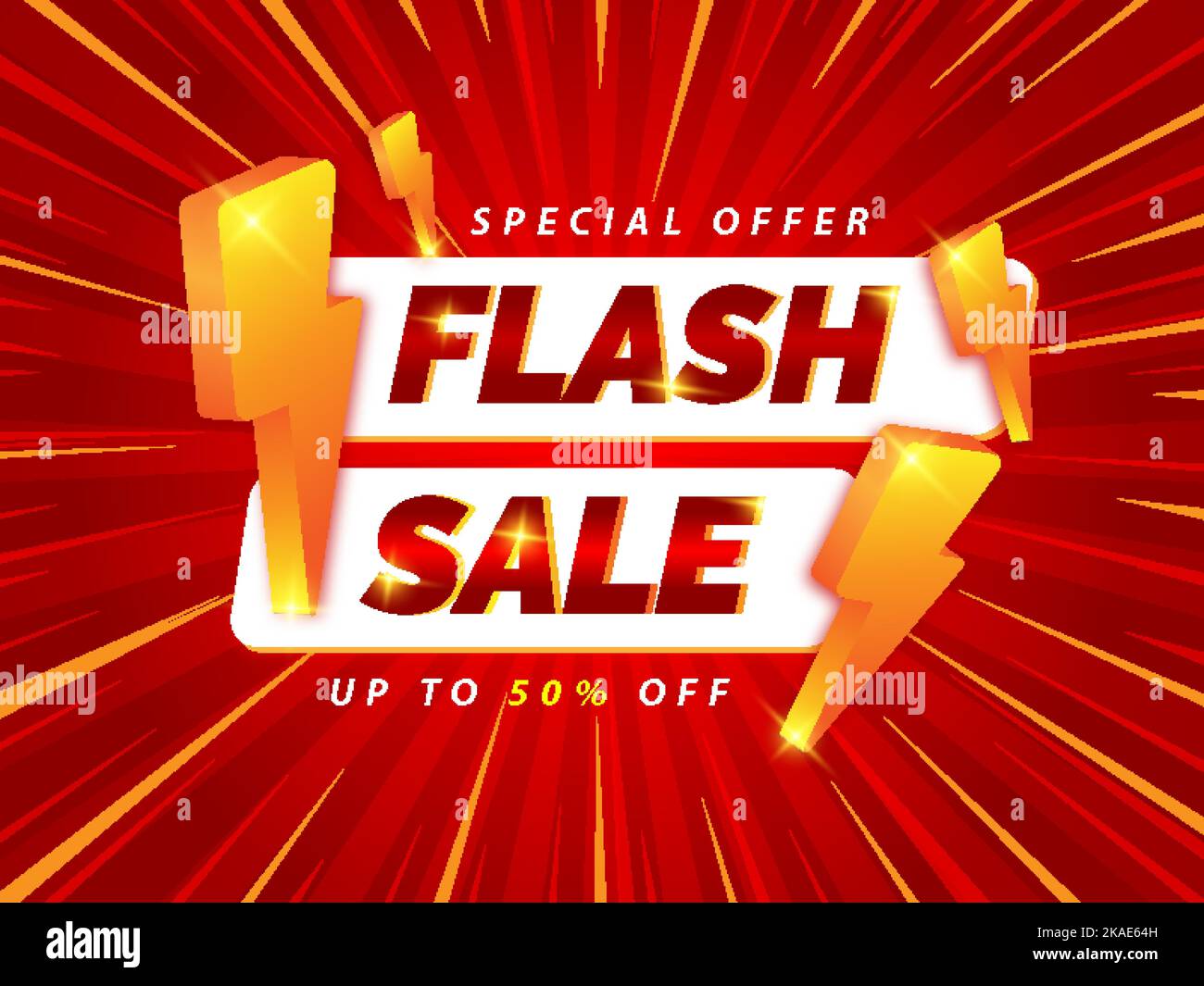 A vector design for flash sales up to 50percent on a red background ...