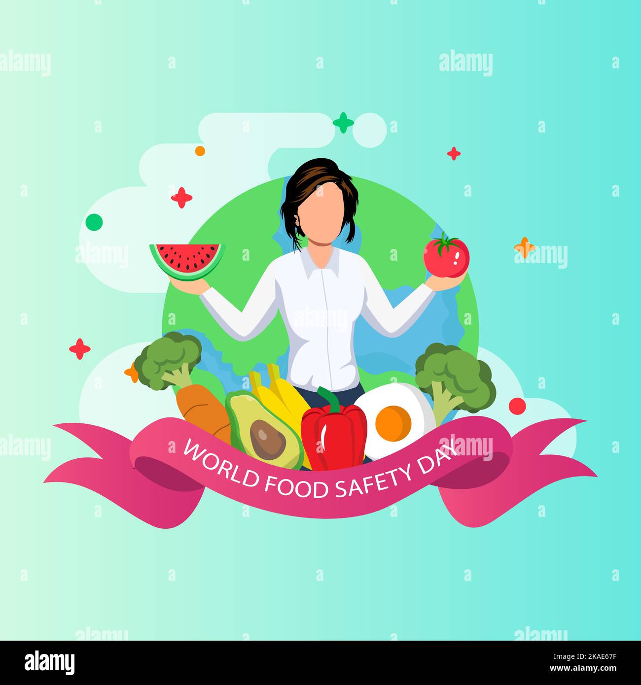 A vector illustration of a female holding vegetable, the concept of the ...