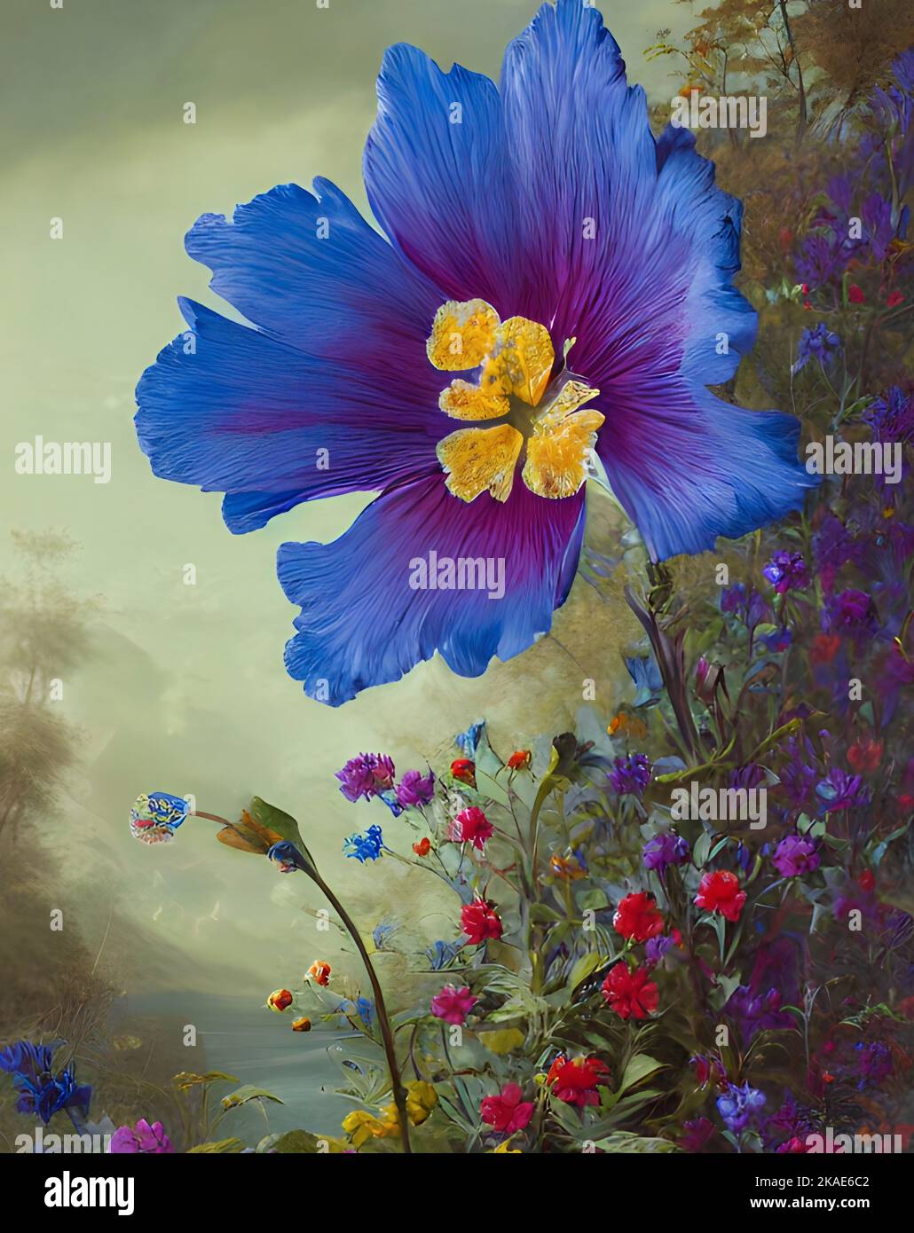 Abstract Colorful Flowers Painting Illustration Stock Photo - Alamy