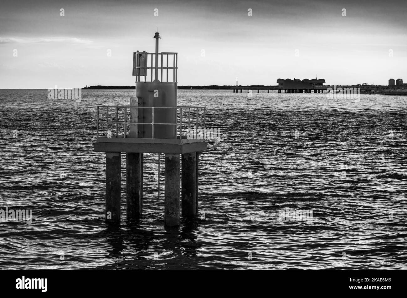 Towards the sunset. Marano Lagoon in Black and White Stock Photo - Alamy