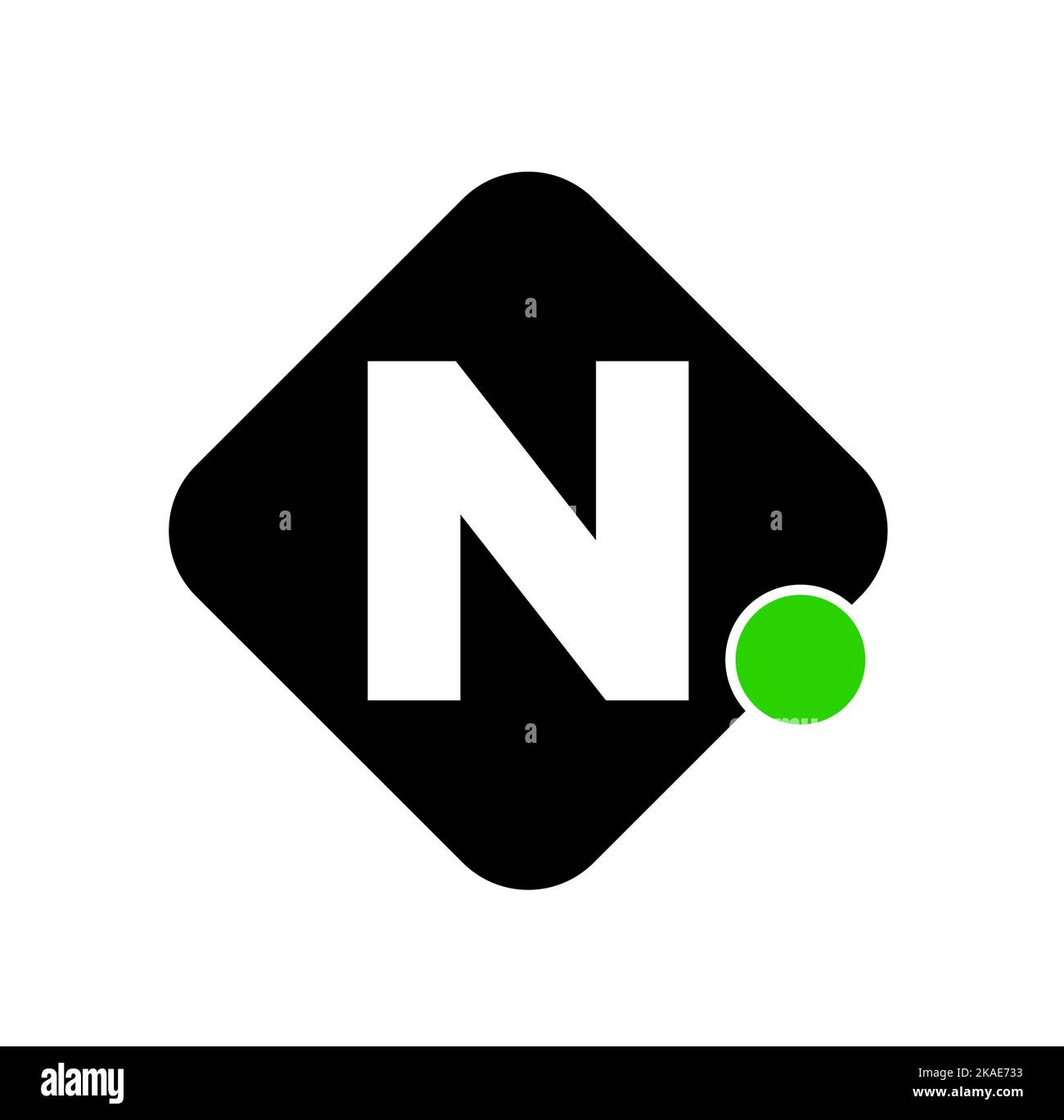 A vector illustration of the letter N in a black square shape with a ...