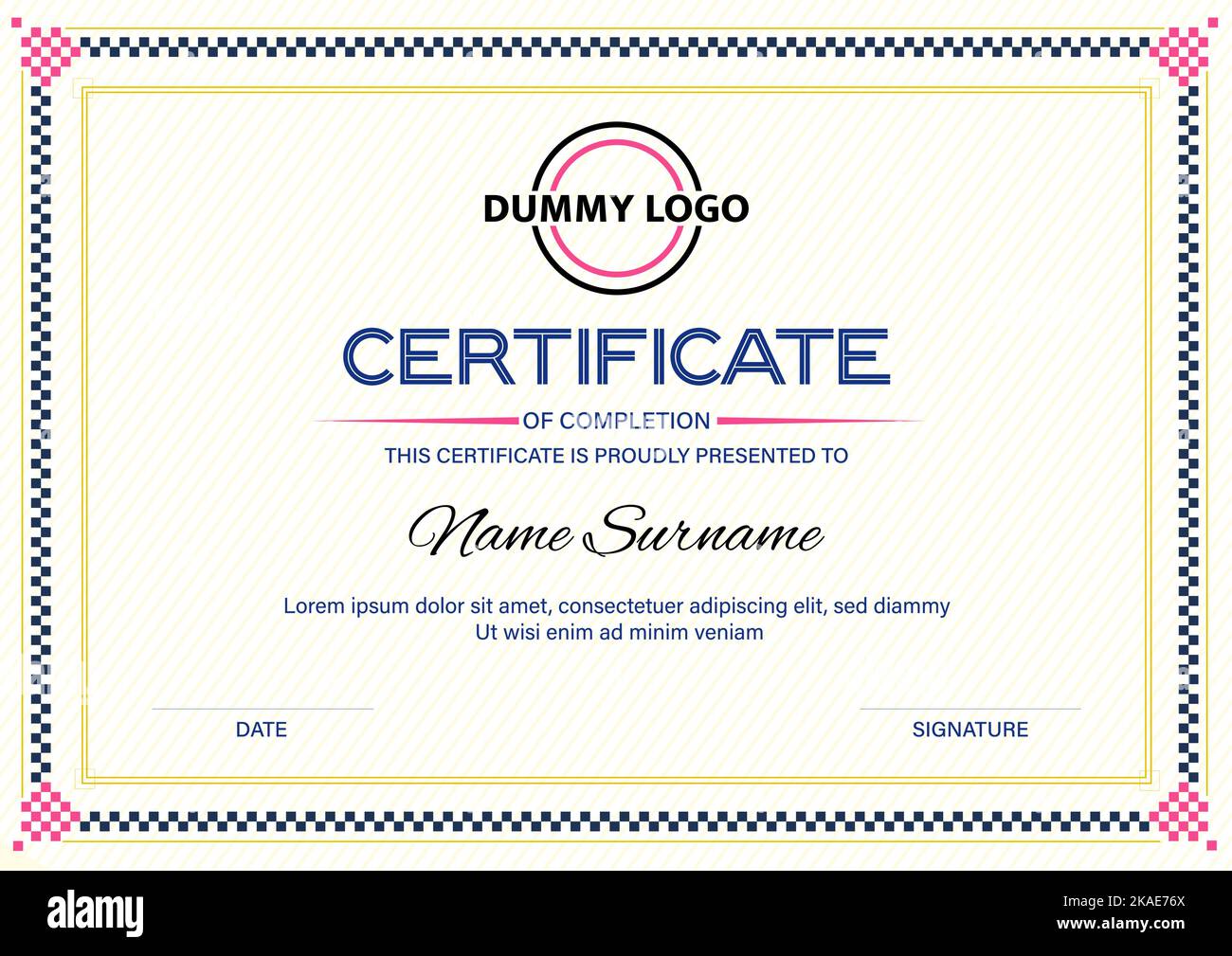 A vector of a Certificate template with dummy text framed with a ...