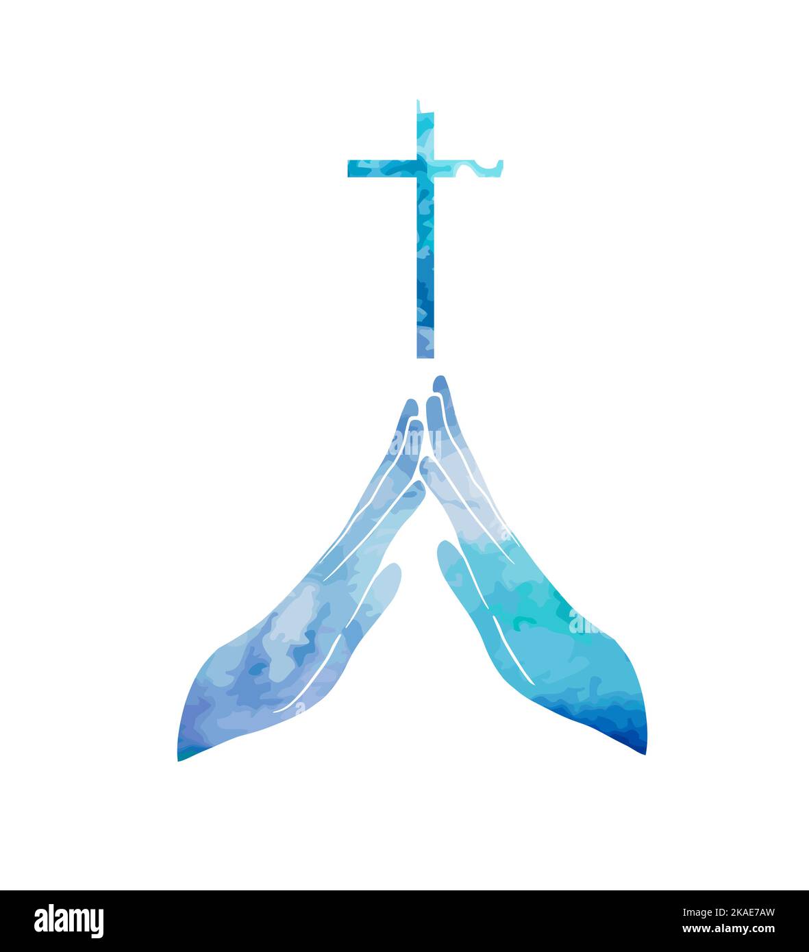 blue religious cross in hand. Vector illustration Stock Vector Image ...