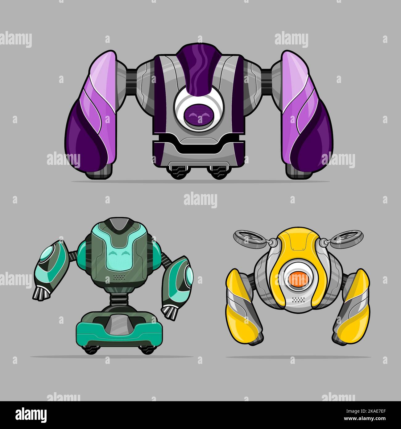 3 vector robots with various models and colors. looks cute but ...