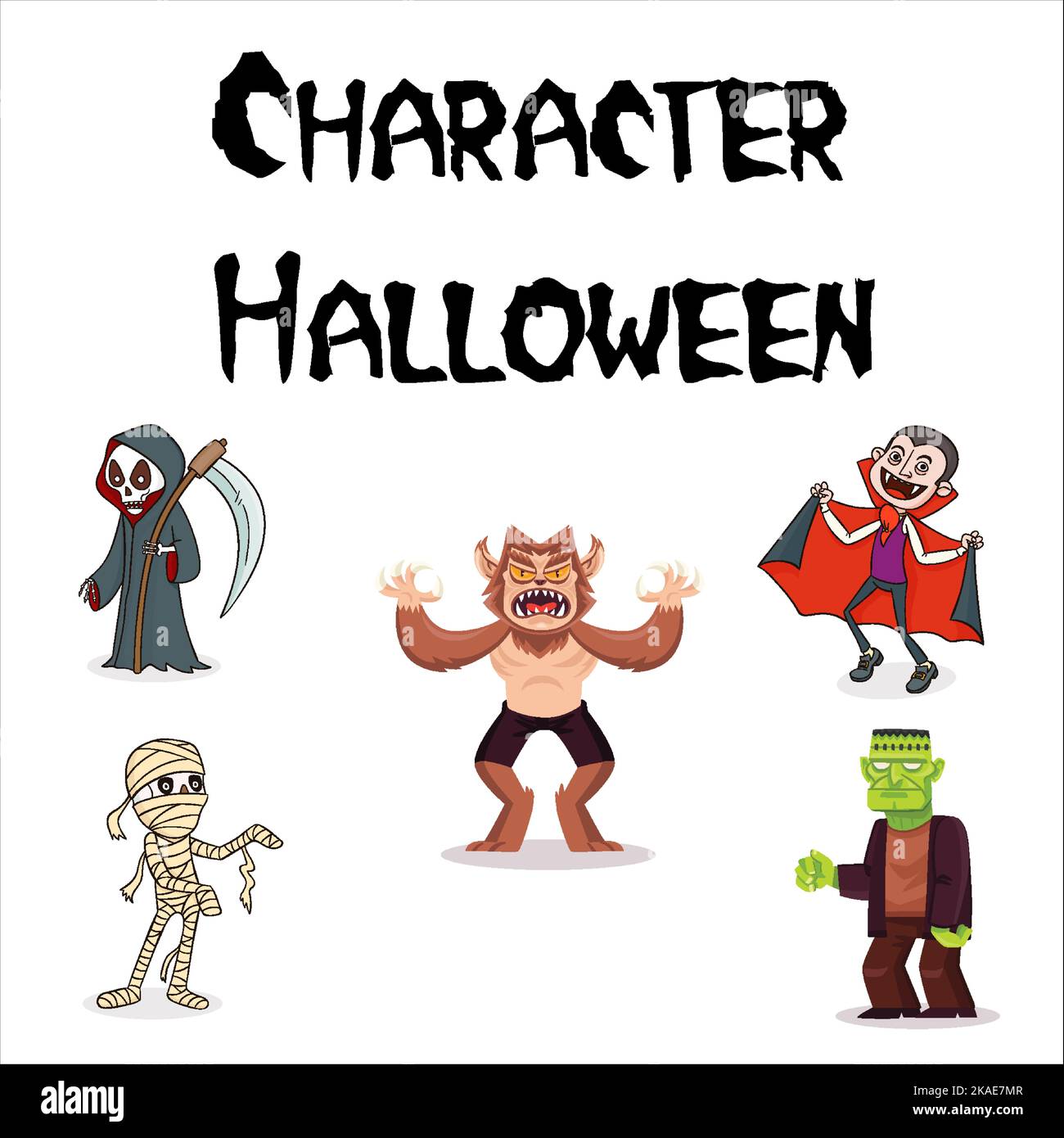 A vector illustration of cute monsters characters for Halloween Stock ...