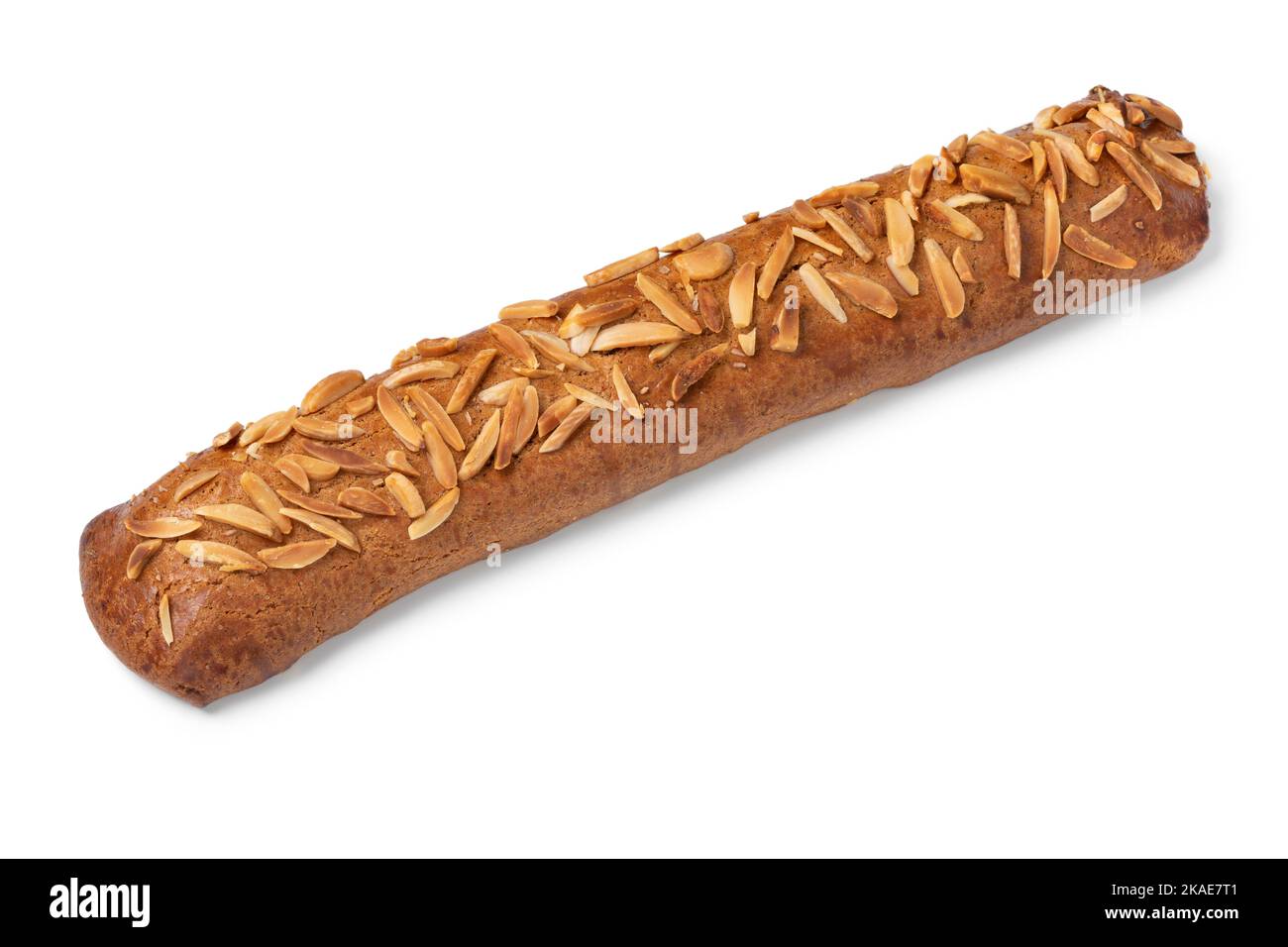 Traditional single whole Dutch stuffed speculaas roll decotared with ...