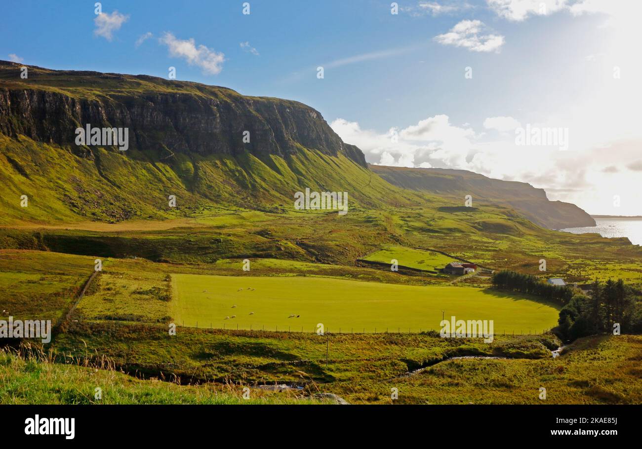 A view of the dramatic Gribun Cliffs from the B8035 road on the west ...
