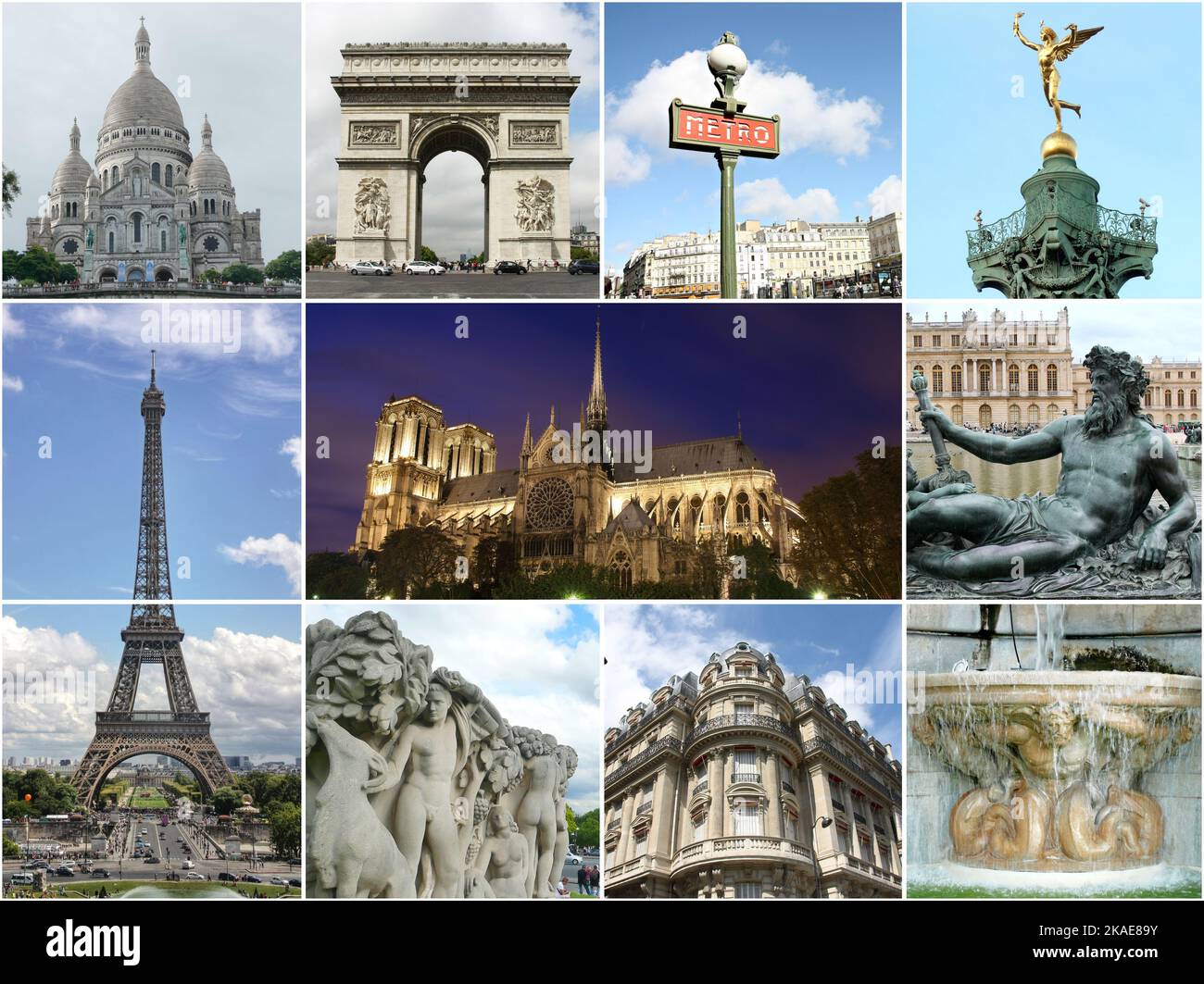 Paris collage - tourist highlights Stock Photo - Alamy