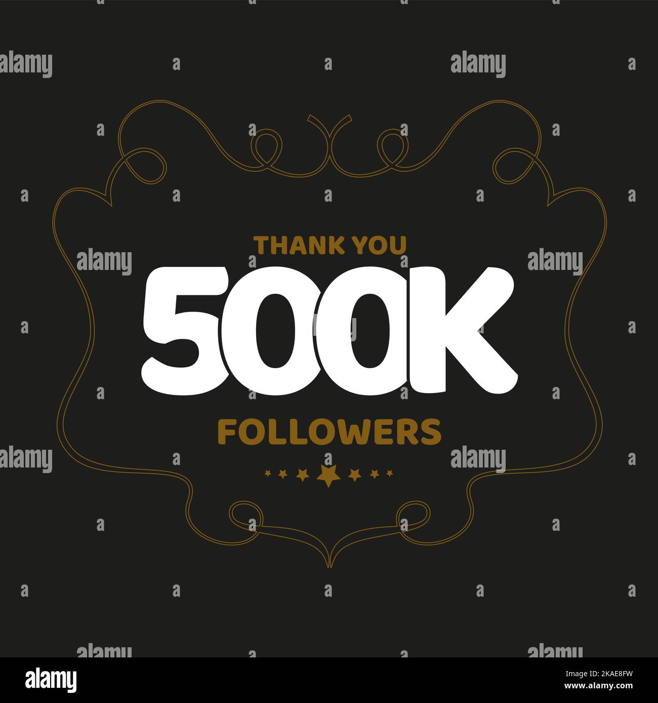 A vector design of 500K sign with text "thank you followers" on black ...