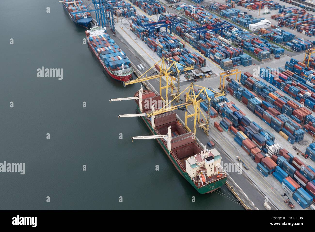 Nakhodka, Russia - August 5, 2022: Stacks of containers and sea ships ...