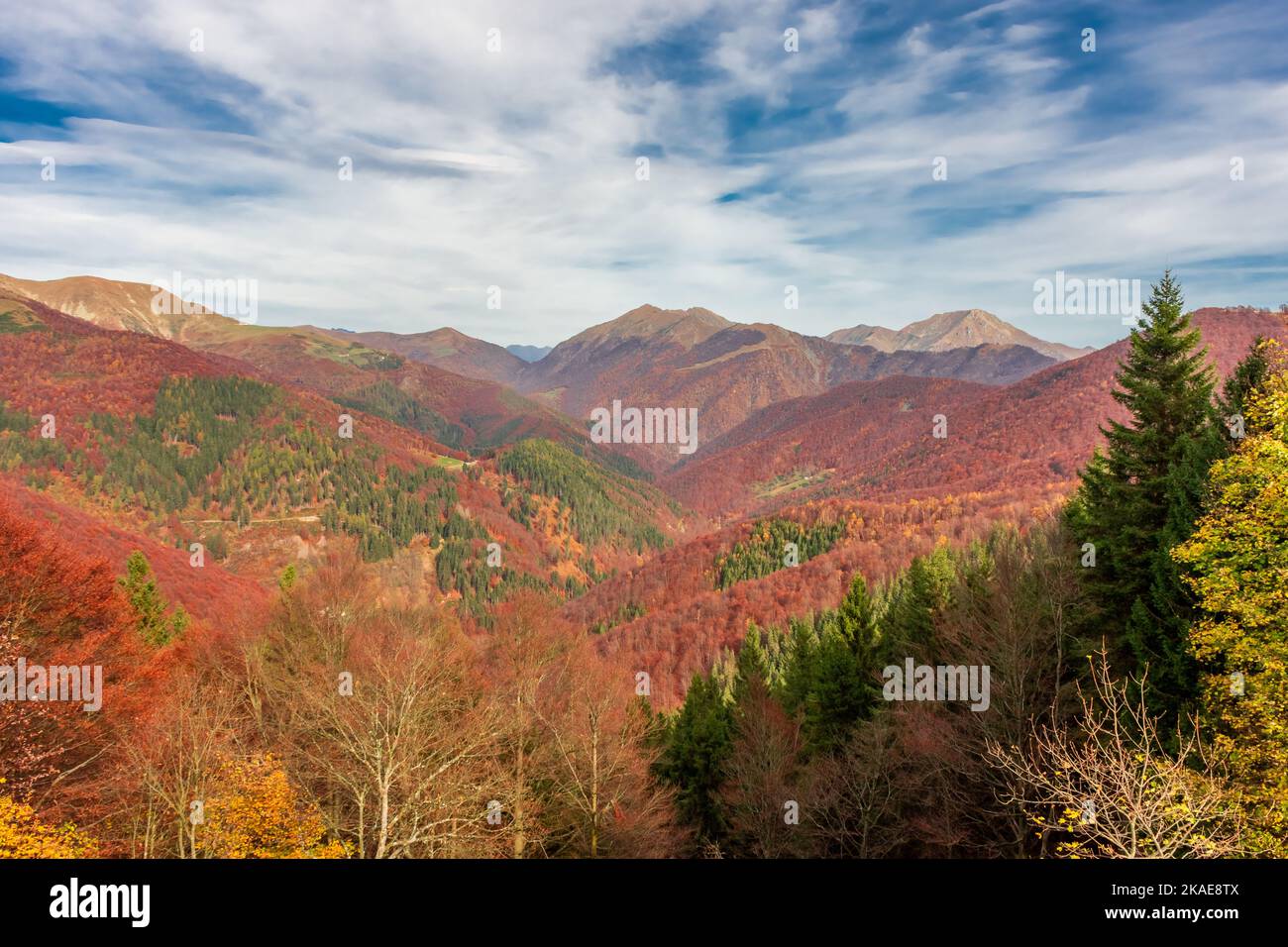 Beautiful autumnal landscape in the mountains of Biella, Piedmont ...