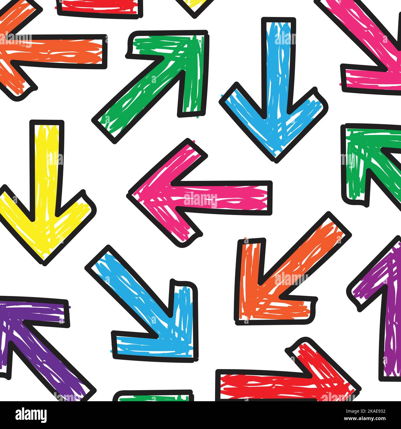 seamless pattern of color arrows with hand drawn style vector ...