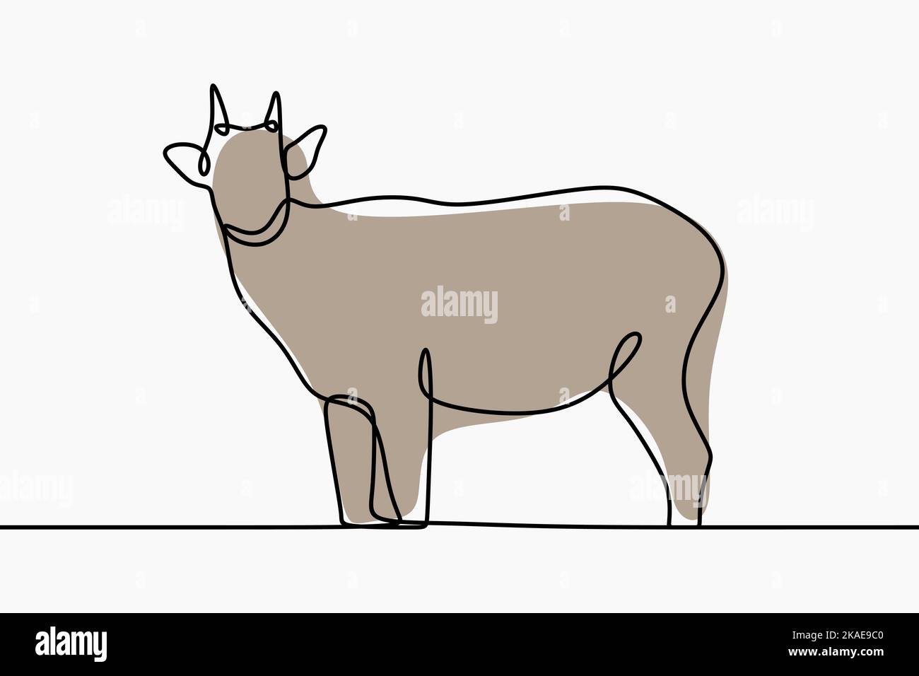 A digital illustration vector of a single line buffalo design on a ...