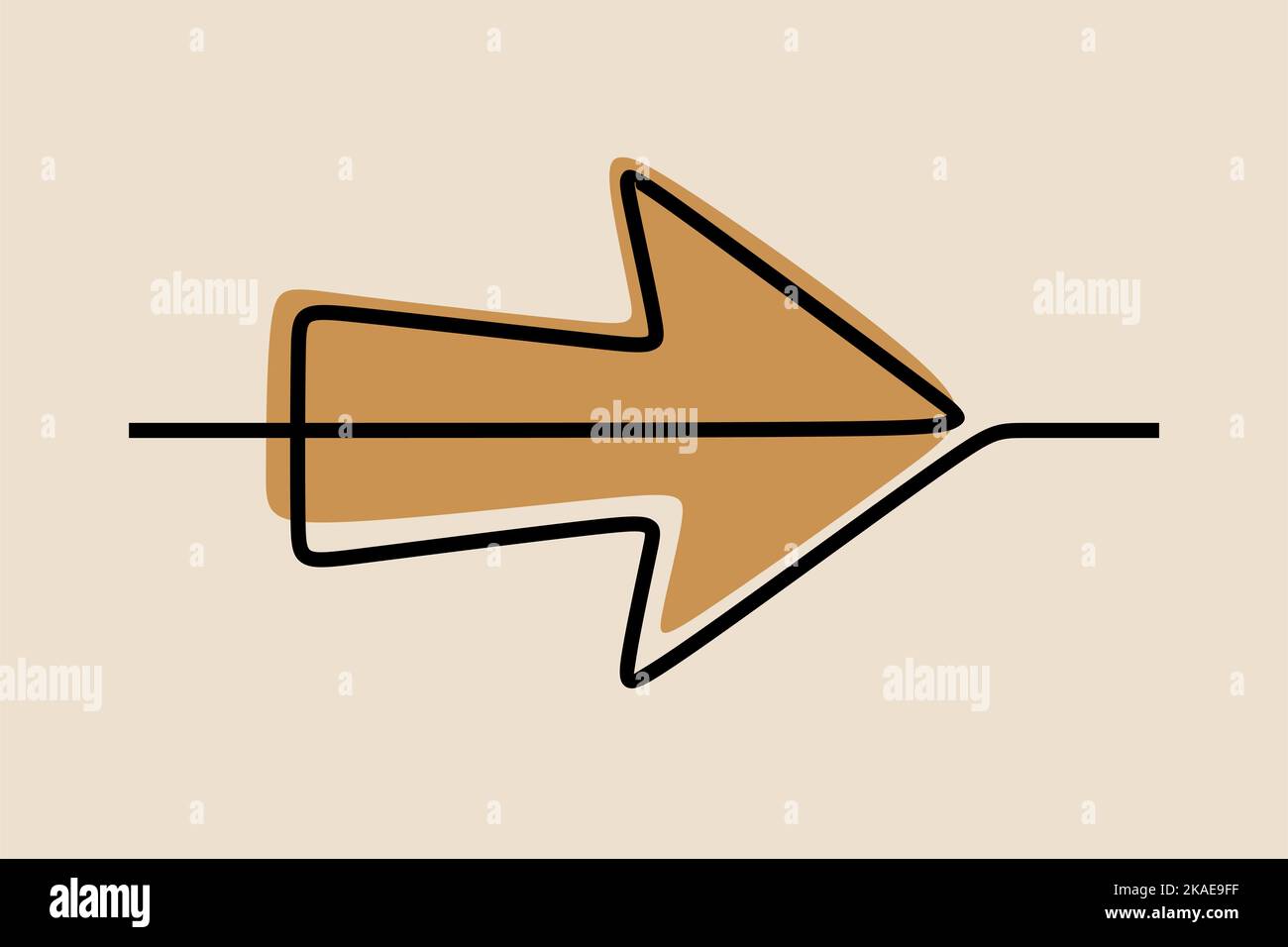 A digital illustration vector of a single line arrow design on a light ...