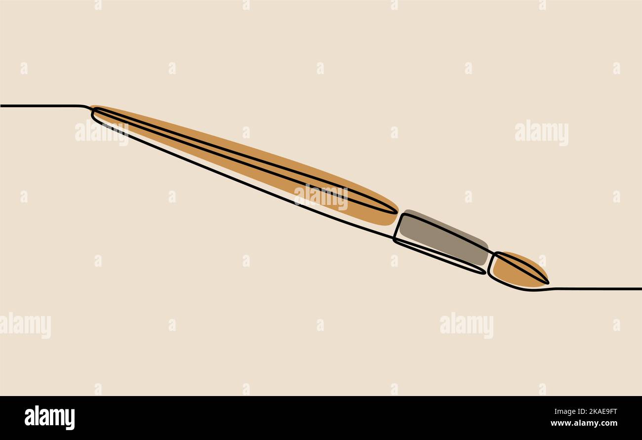 A digital illustration vector of a single line paintbrush design on a ...