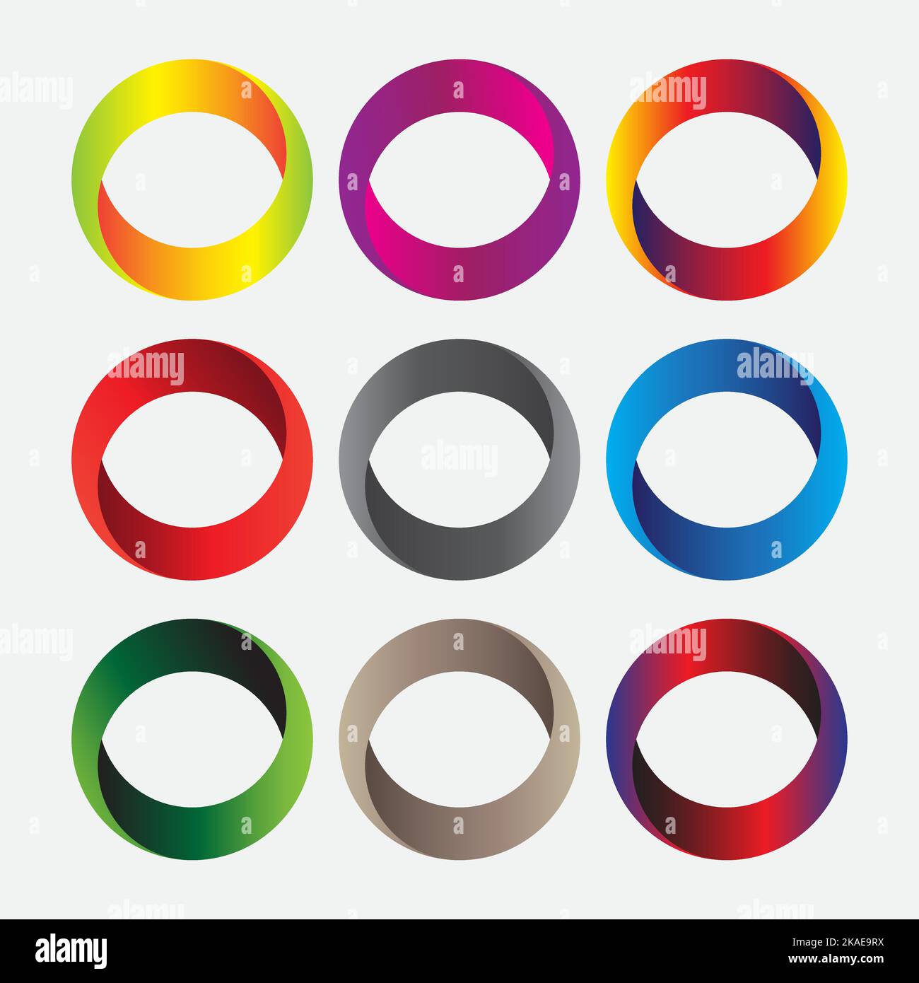 A vector illustration of colorful gradient circle icons on a white ...