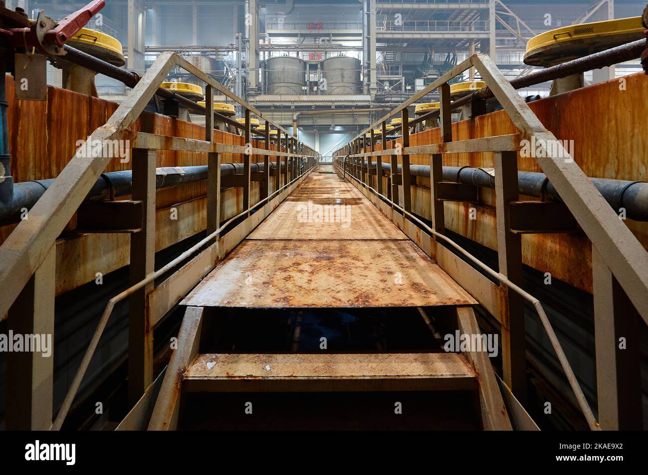 Floatation machines operate with mineral ore at factory Stock Photo - Alamy