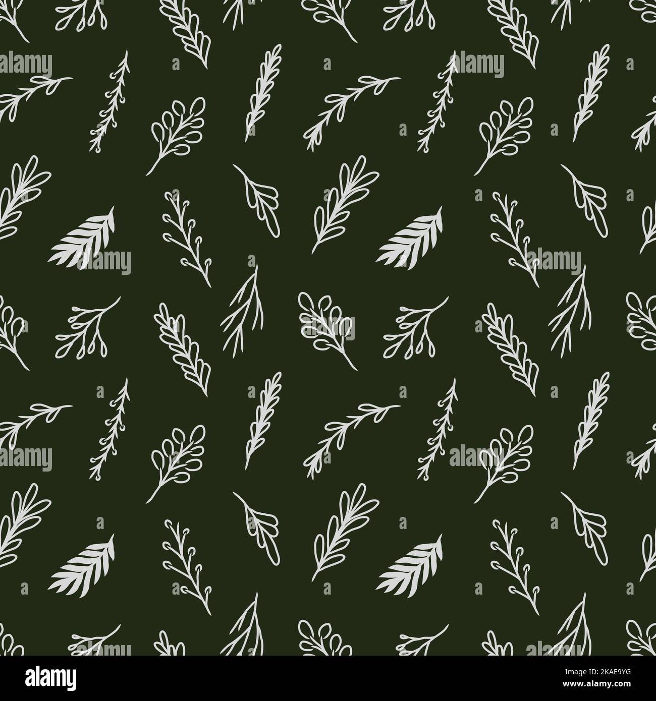 hand drawn botanical greenery leaves seamless pattern Stock Vector ...