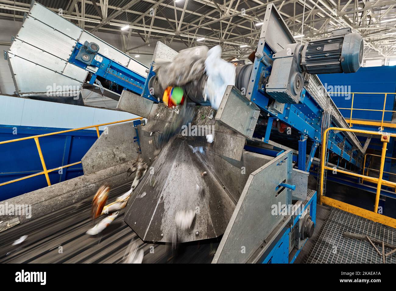 Production line with conveyors at waste recycling plant Stock Photo - Alamy