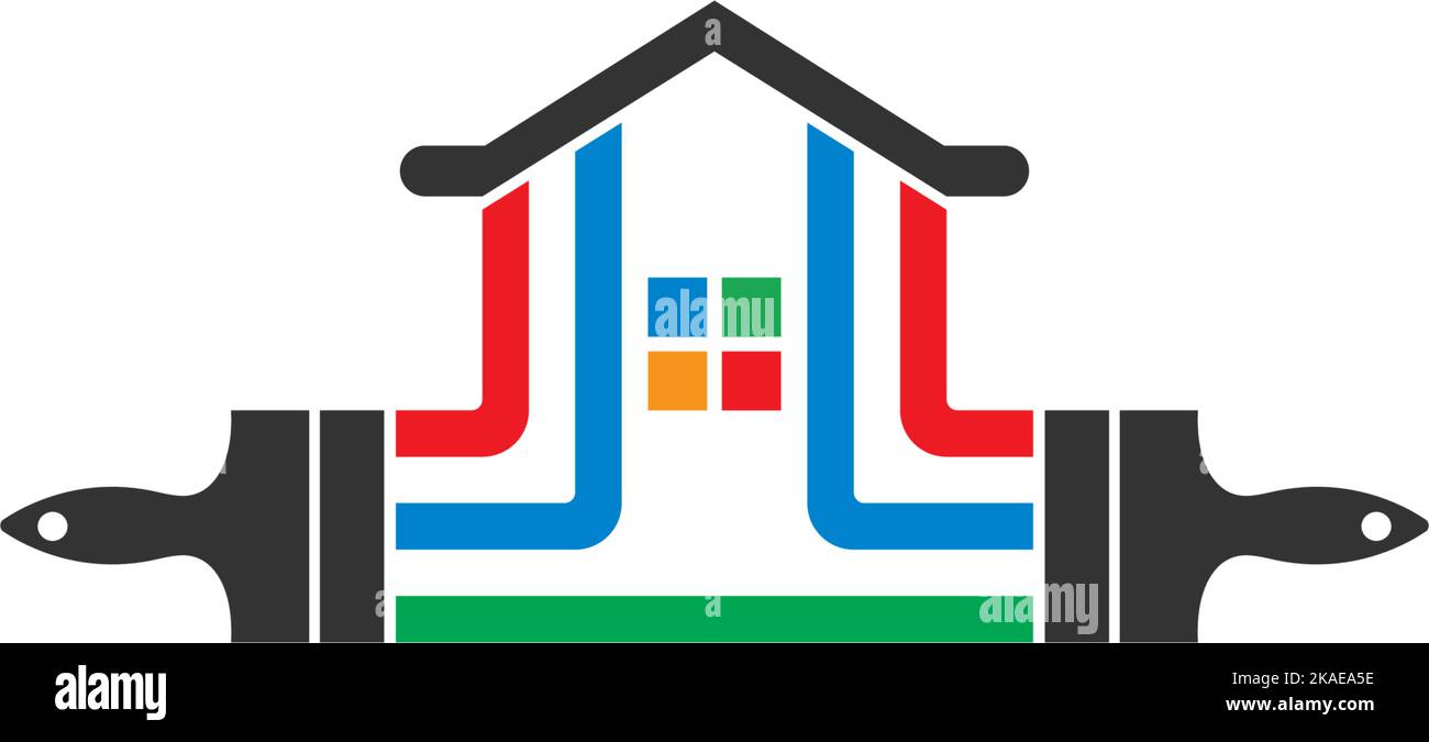 A vector illustration of a house paint logo icon Stock Vector Image ...