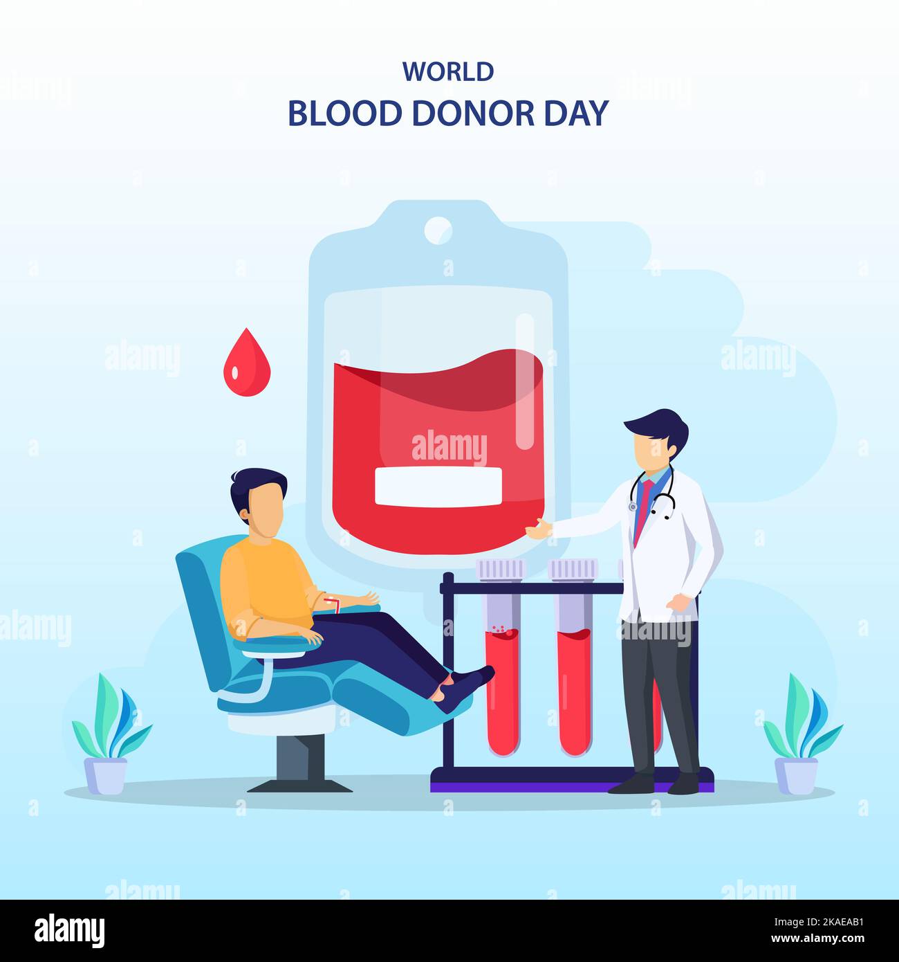 A vector illustration of a person donating blood, the concept of the ...