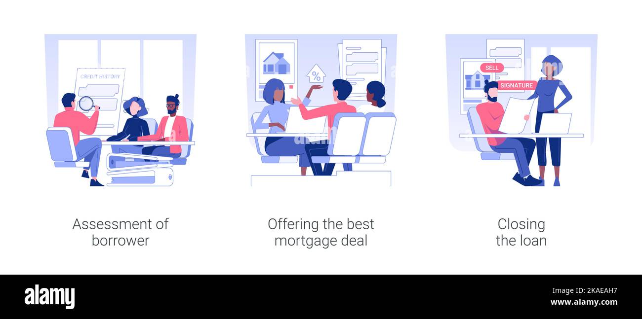 Mortgage broker services isolated concept vector illustration set ...