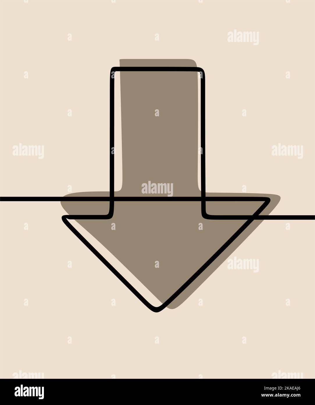 A digital illustration vector of a single line arrow design on a light ...