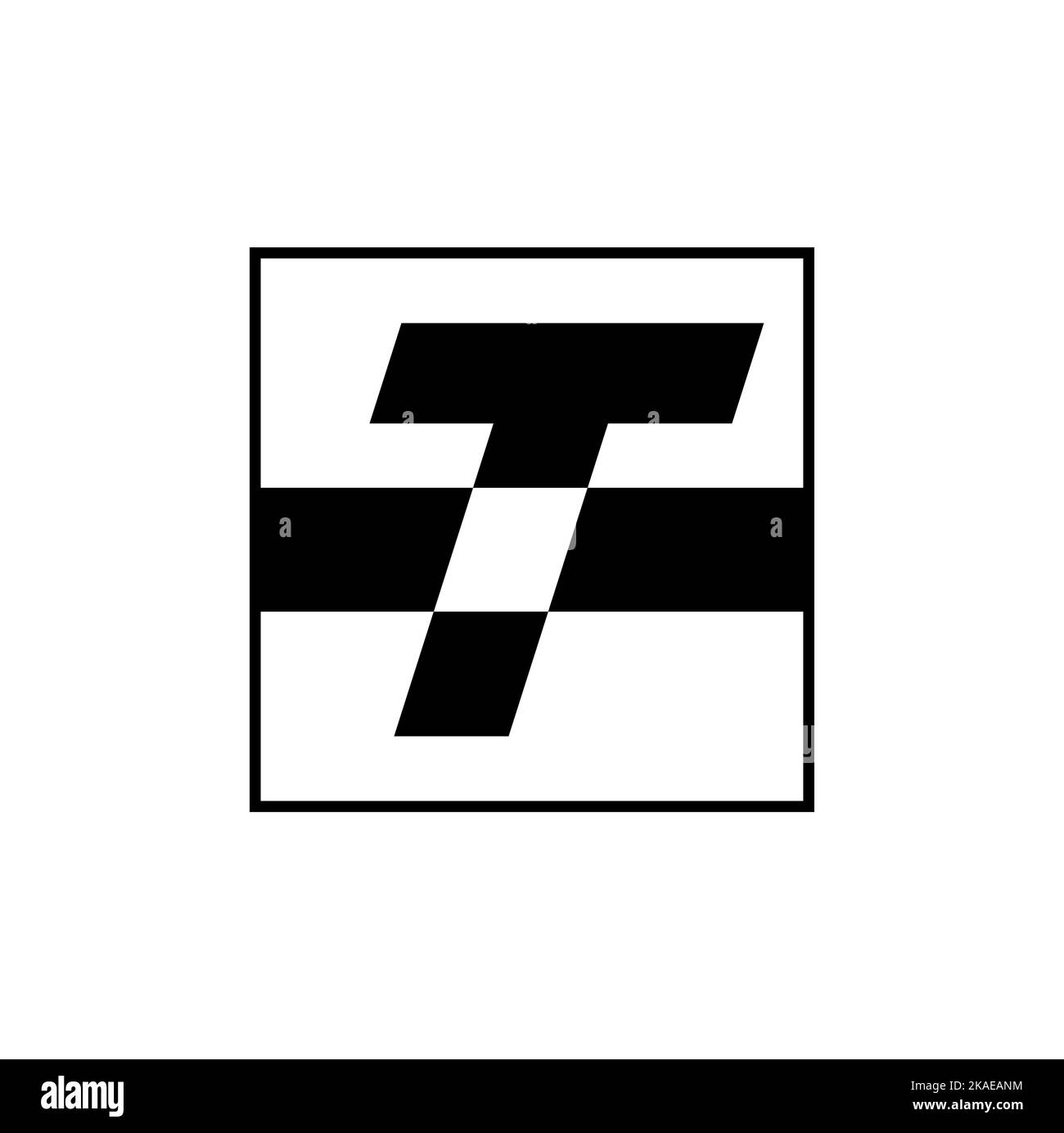 A vector design of T letter monogram icon on white background in black ...