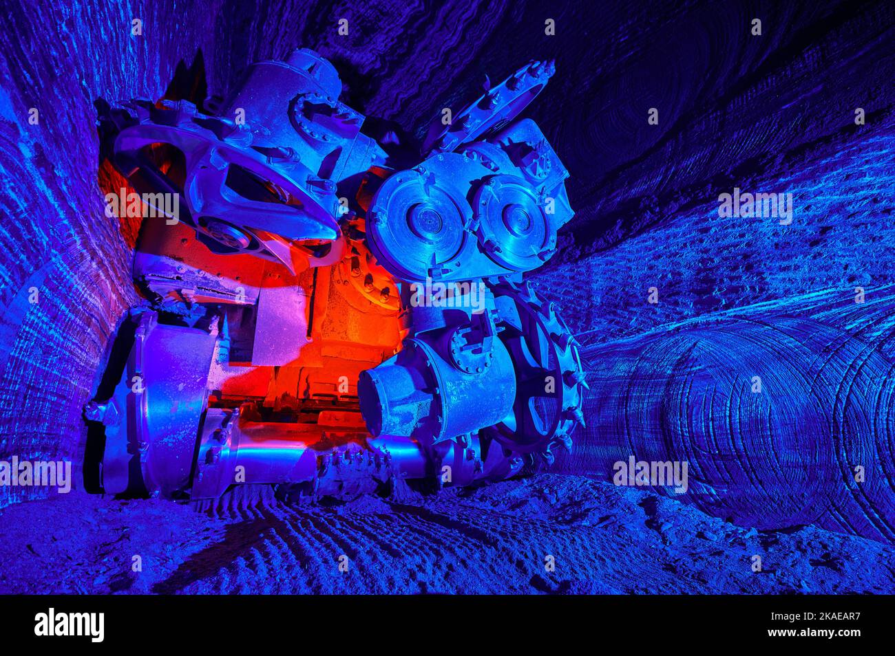 Mining machine with different saws in mineral quarry Stock Photo - Alamy