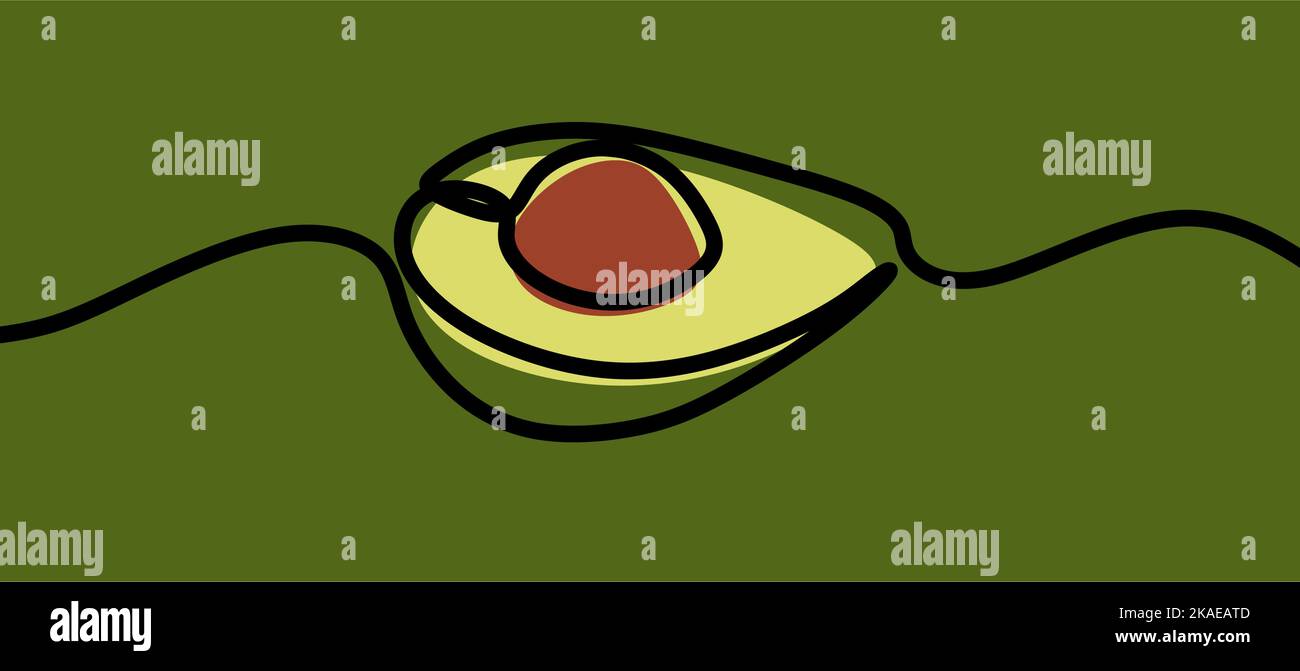A digital illustration vector of a single line avocado design on a ...