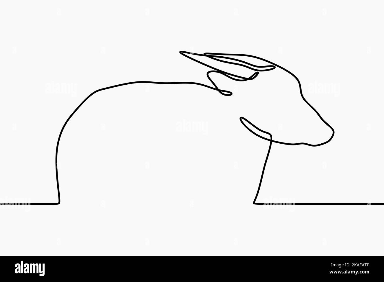 A digital illustration vector of a single line buffalo design on a ...