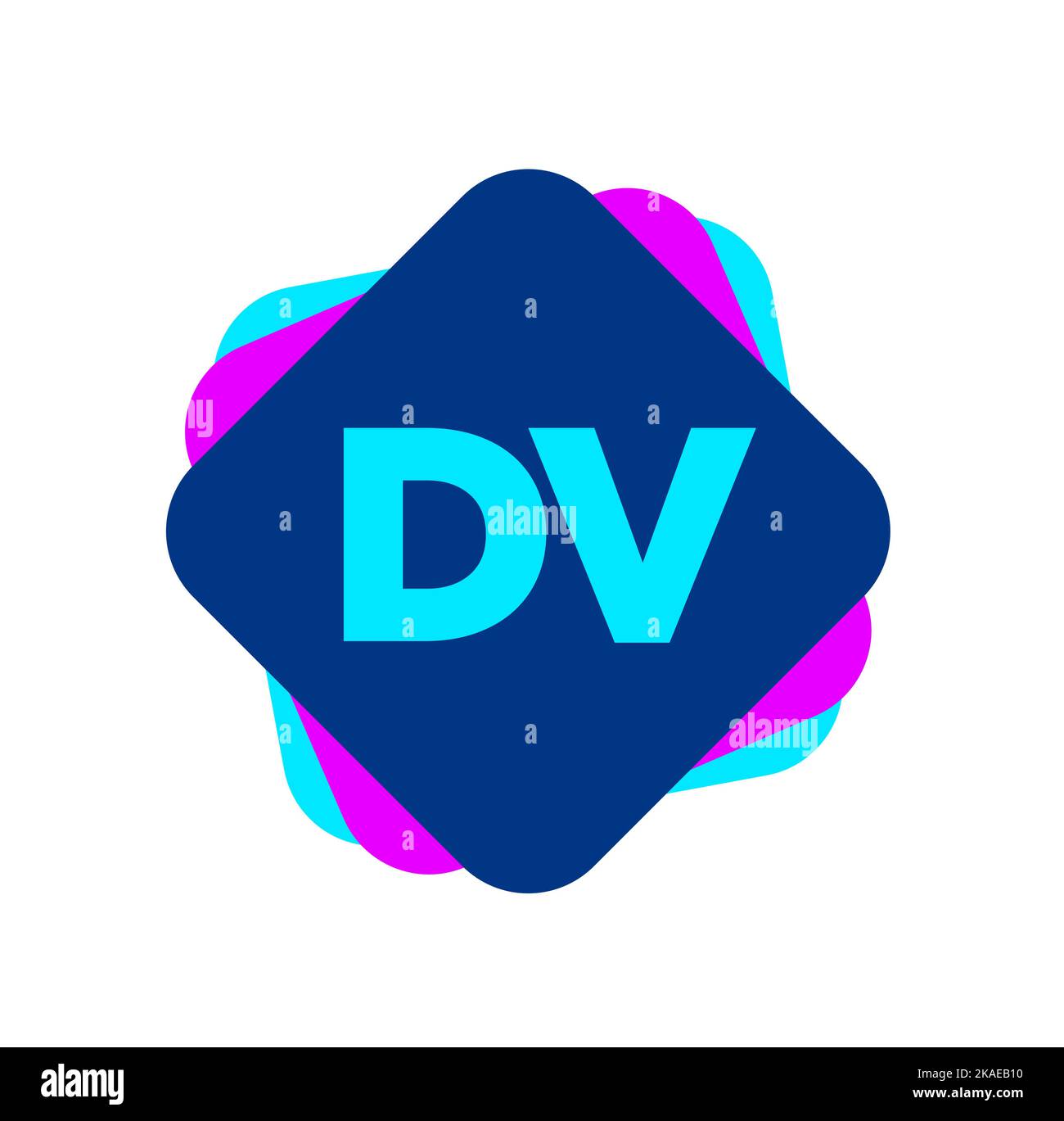 A vector of the DV logo in blue outline on colorful square shapes with ...