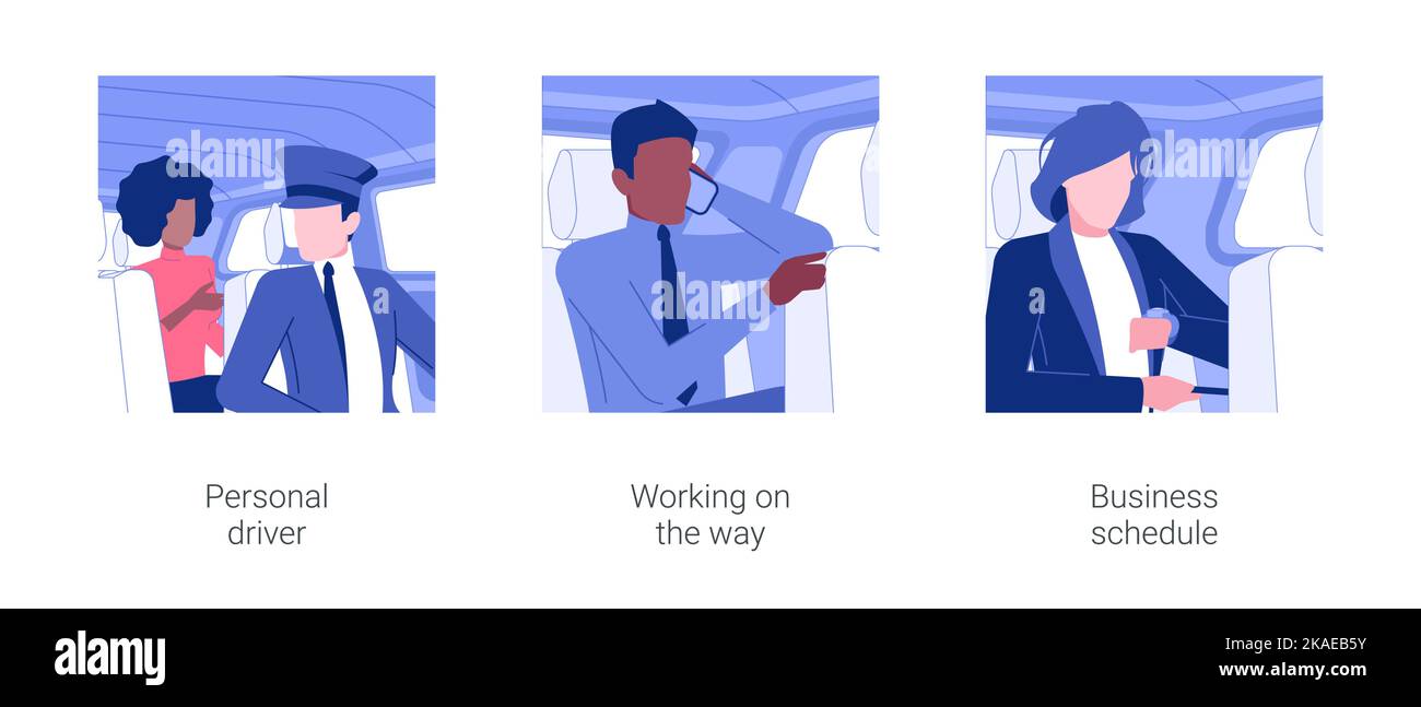 Business travel by car isolated concept vector illustration set ...