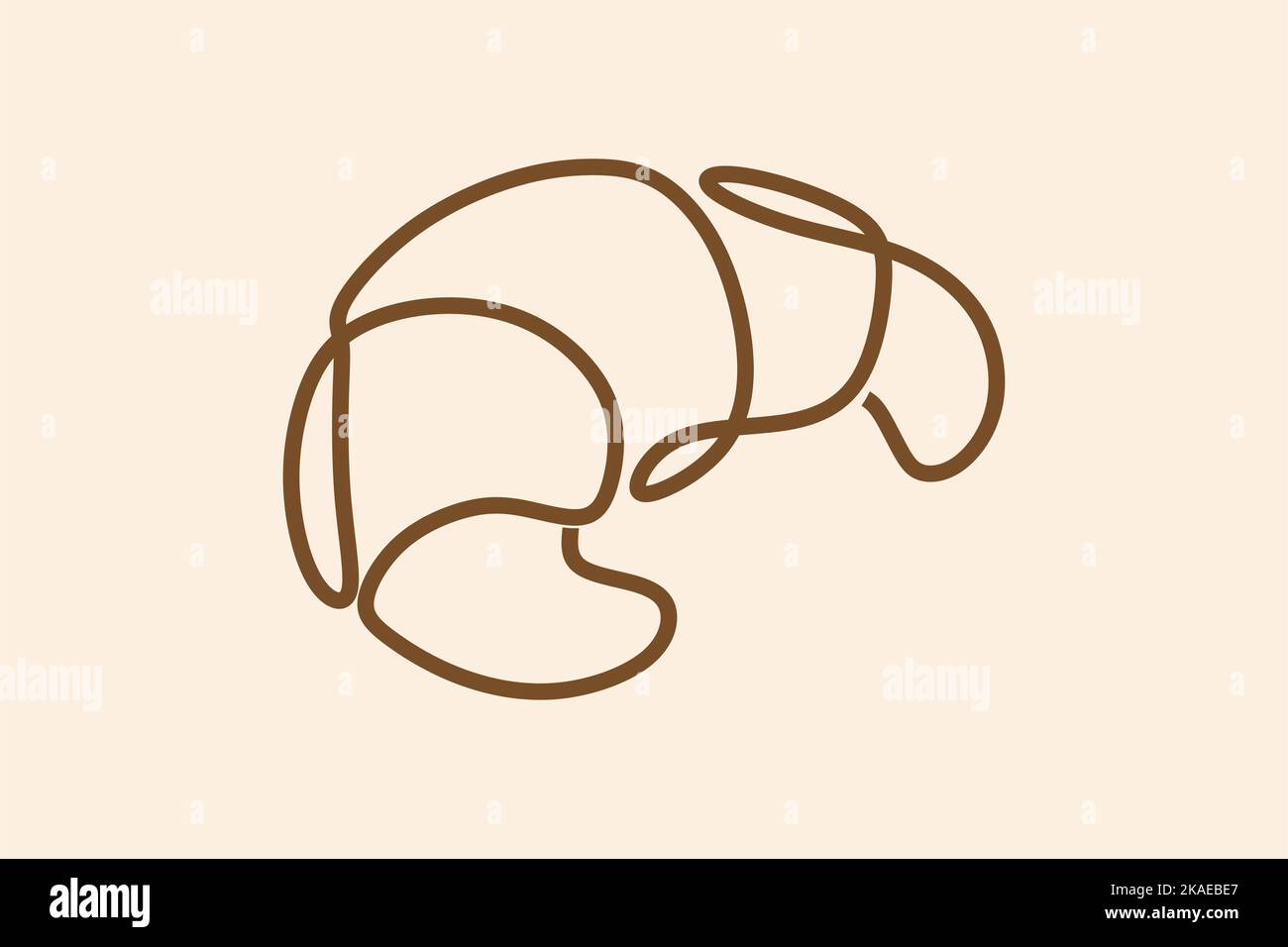 A digital illustration vector of a single line croissant design on a ...