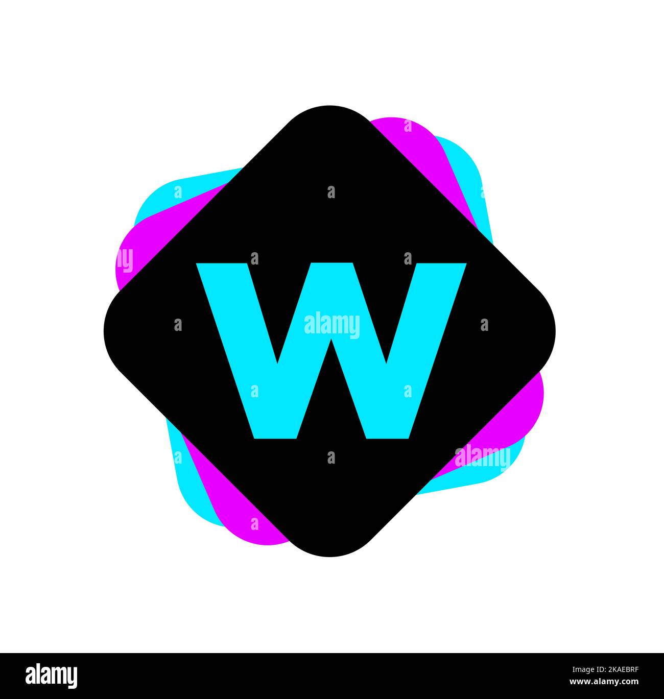 AN illustration of a blue logo of the w letter on colorful square ...