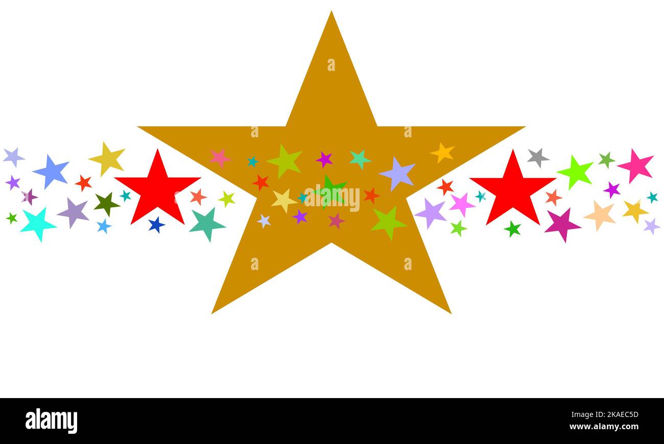 Large and small golden star background in various colors, Christmas and ...